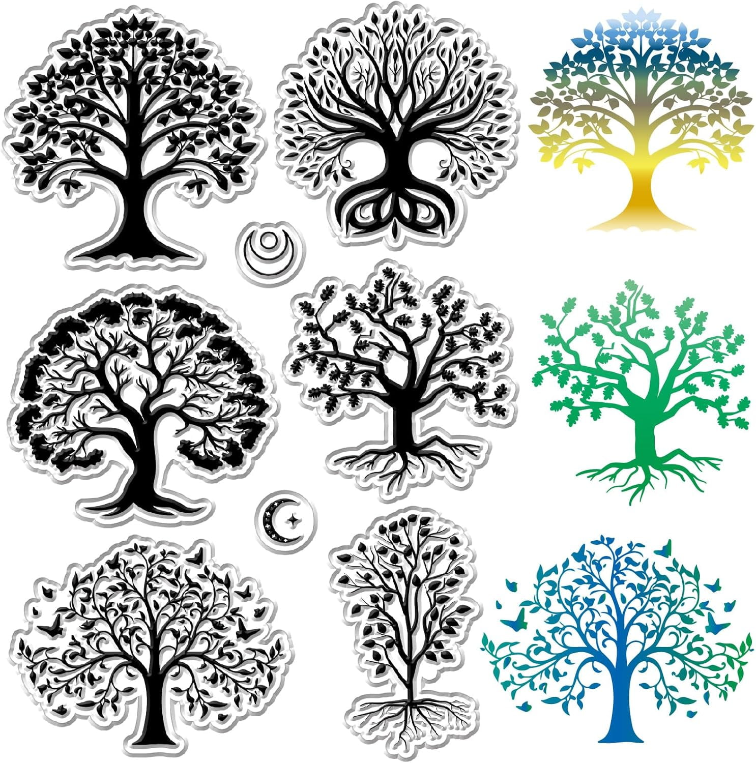 Tree of Life Clear Rubber Stamps Forest Moon Vintage Reusable ...