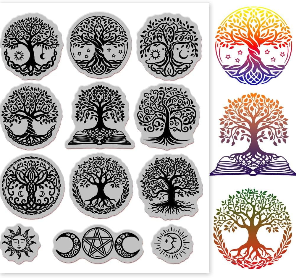 Tree of Life Cling Rubber Stamp 7.09x8.66inch Celestial Body EVA Stamps ...