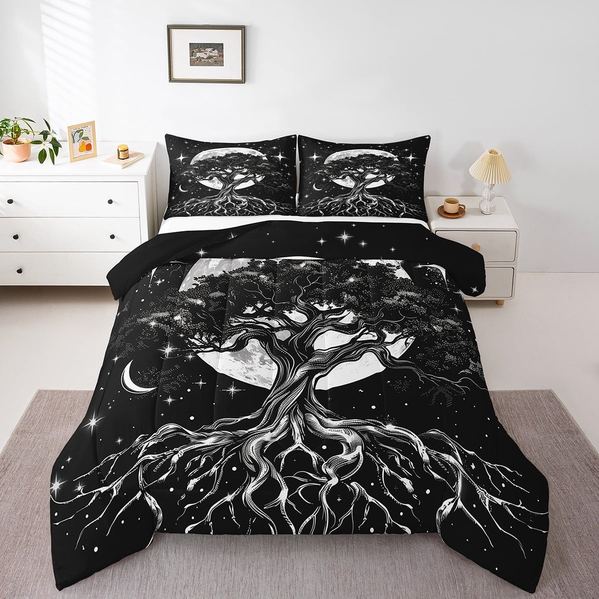 Tree Of Life Comforter Set King Size Black White Trees Bedding for ...