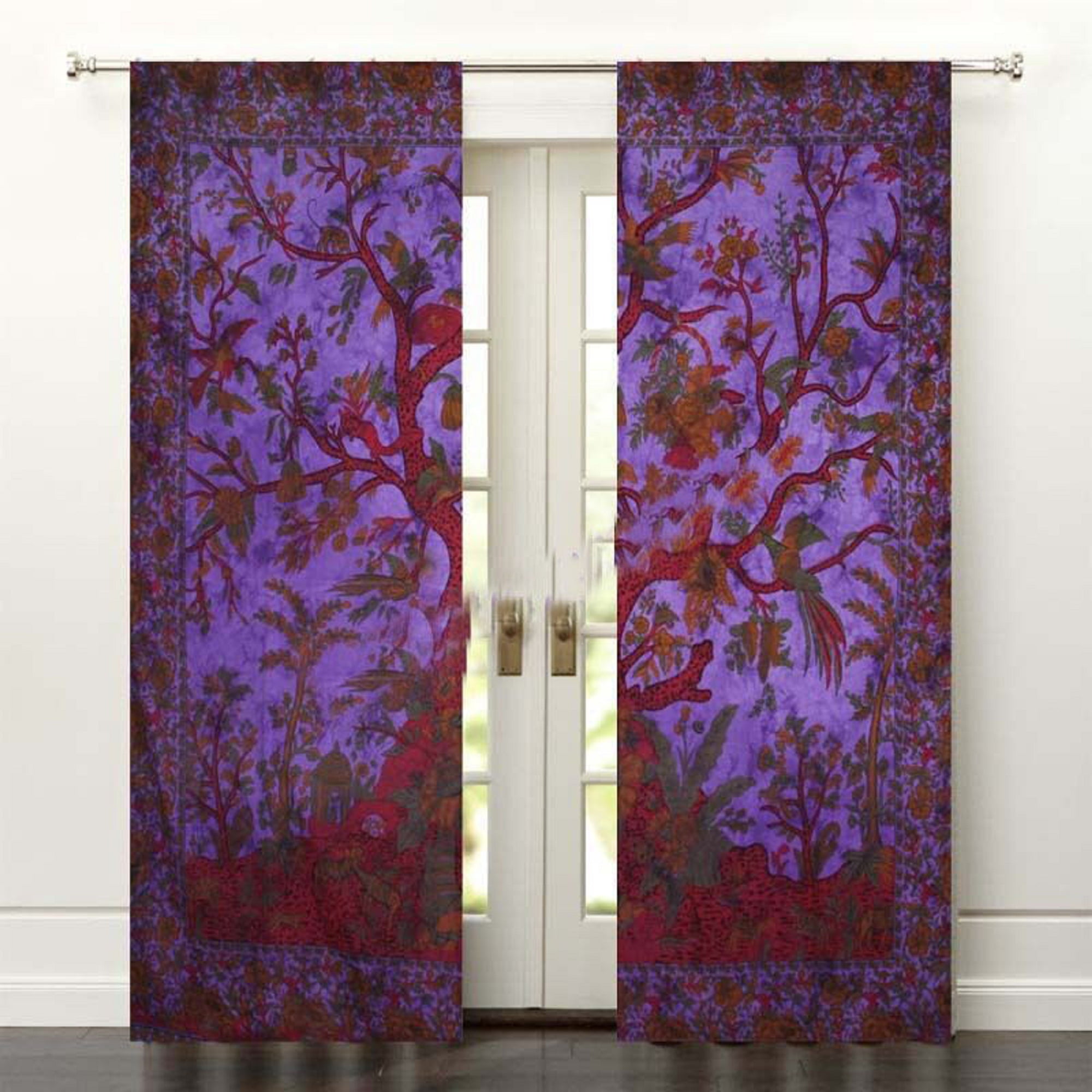 Tree of Life Curtain Wall Hanging, 2 Panels Set, 90 X 40 Inch Mandala ...