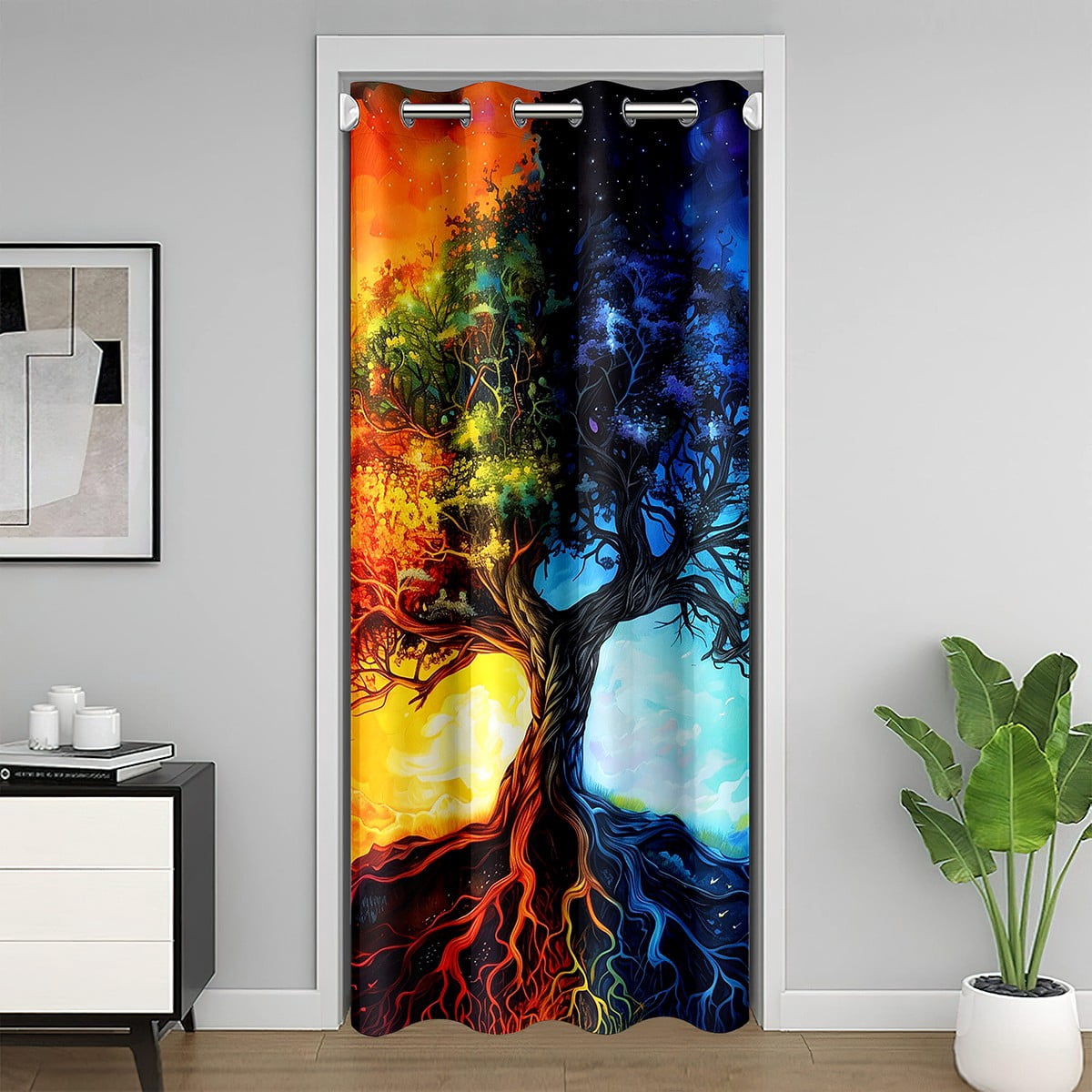 Tree of Life Door Curtain 1 Panel,52"W X 80"L,Nature Botanical Tree ...