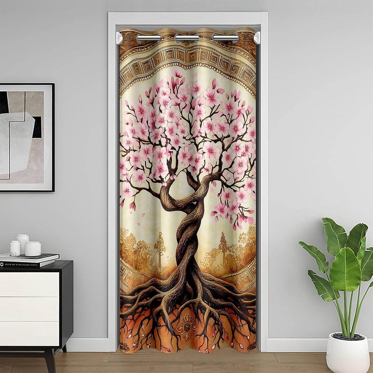 Tree of Life Door Curtain for Doorway Privacy,Spring Cherry Blossom ...