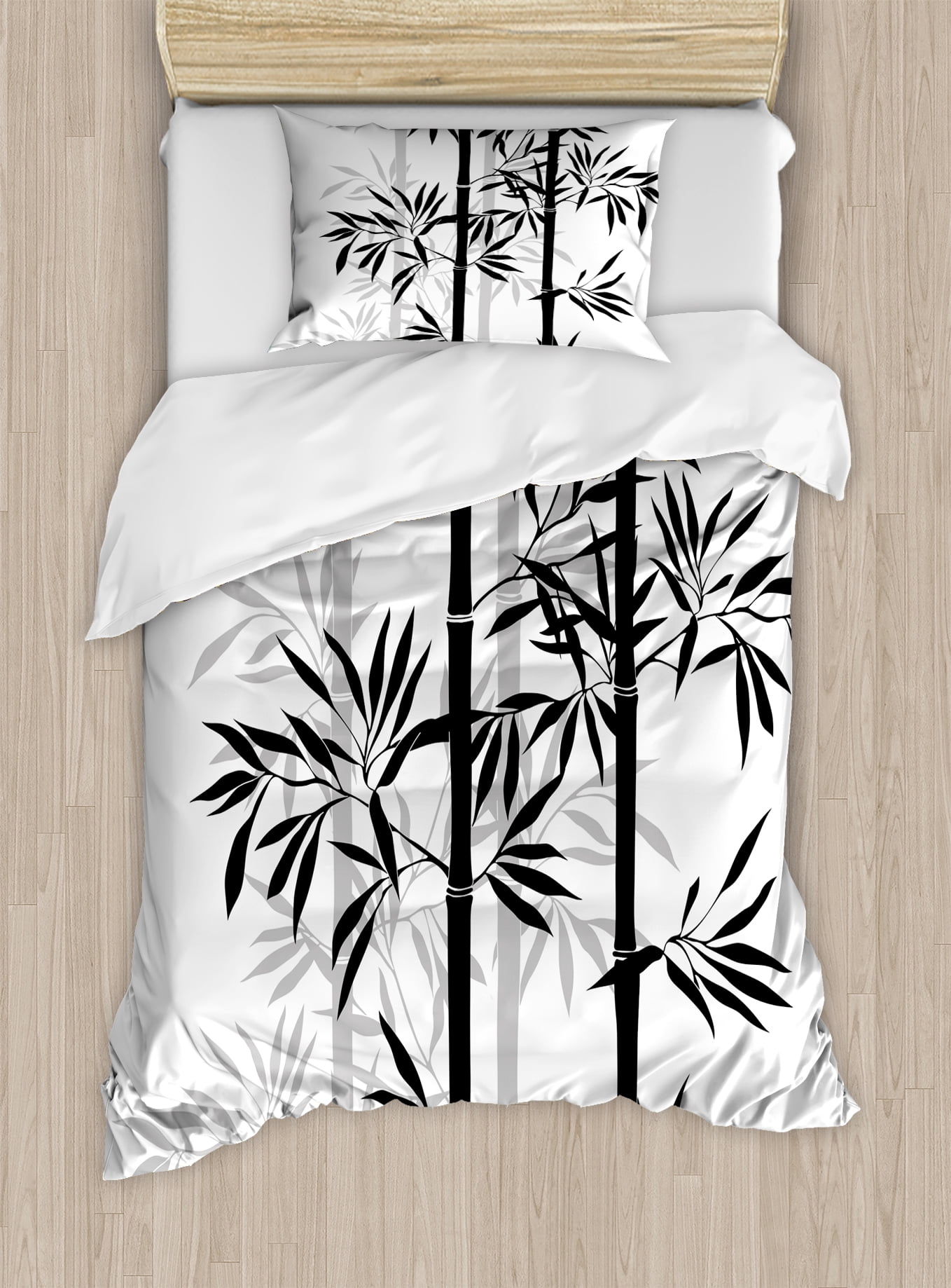 Tree of Life Duvet Cover Set, Silhouette of Spiritual Bamboo Tree ...