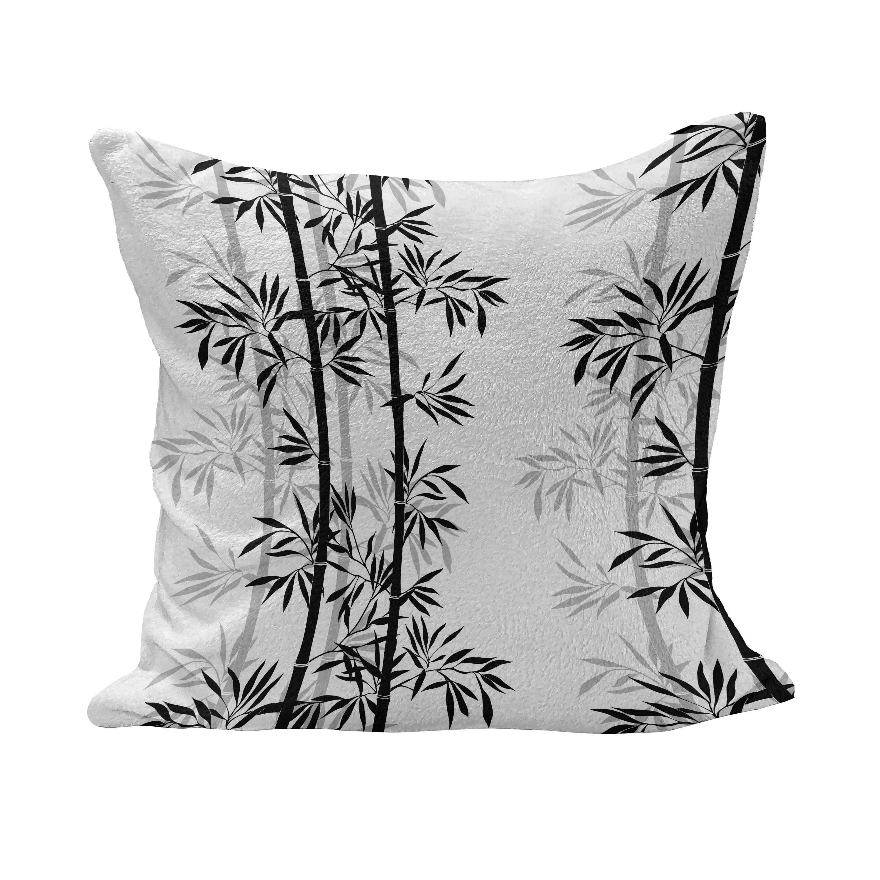 Tree of Life Fluffy Throw Pillow Cushion Cover, Silhouette of Bamboo ...
