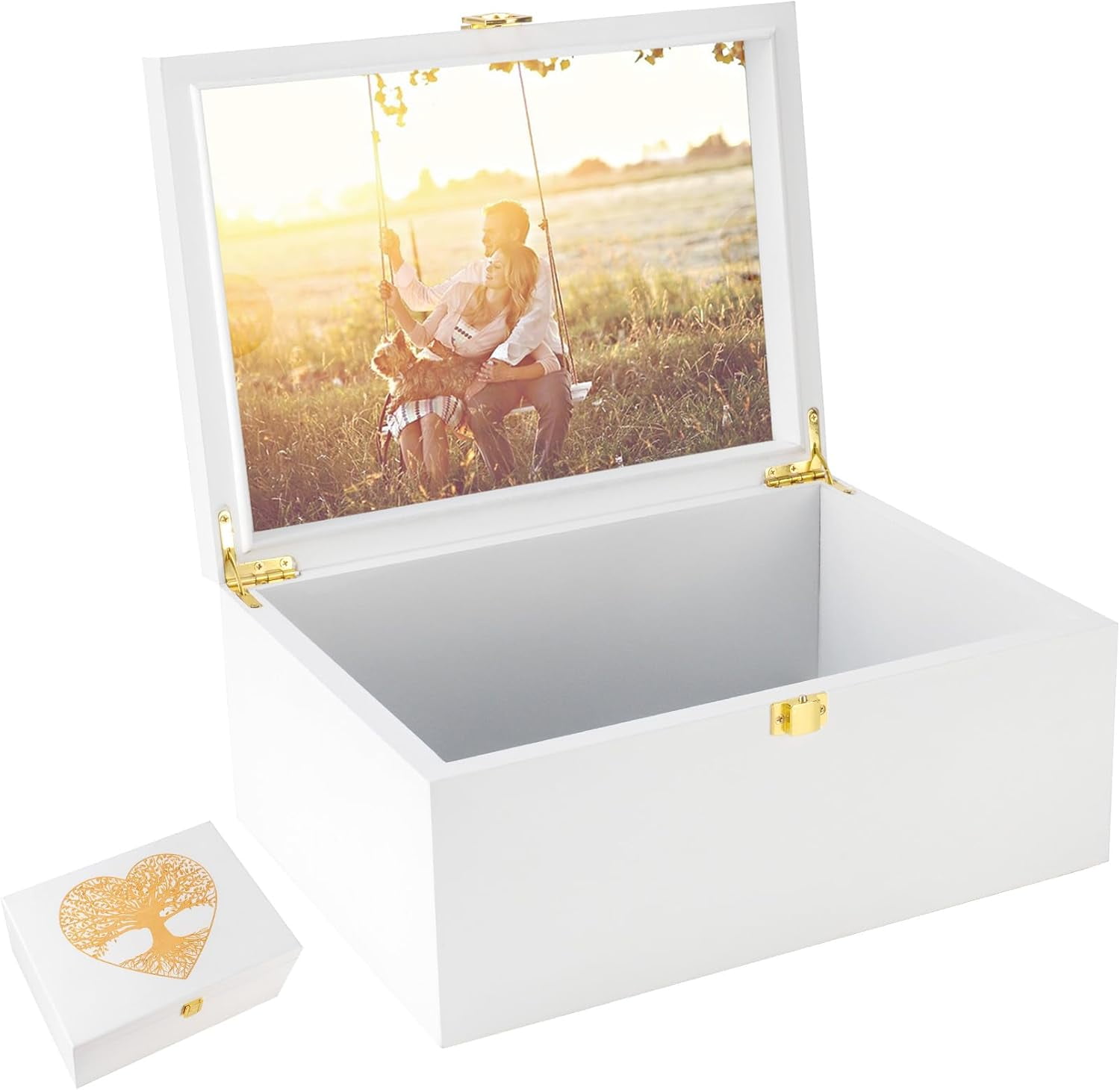 Tree of Life Larger Wooden Memory Keepsake Boxes with Hinged Lids and a ...