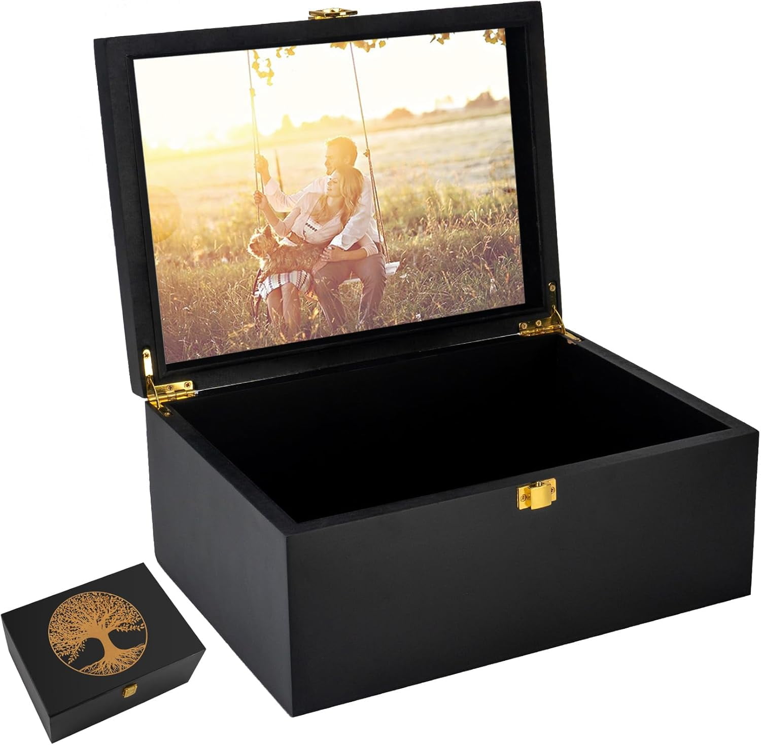 Tree of Life Larger Wooden Memory Keepsake Boxes with Hinged Lids and a ...