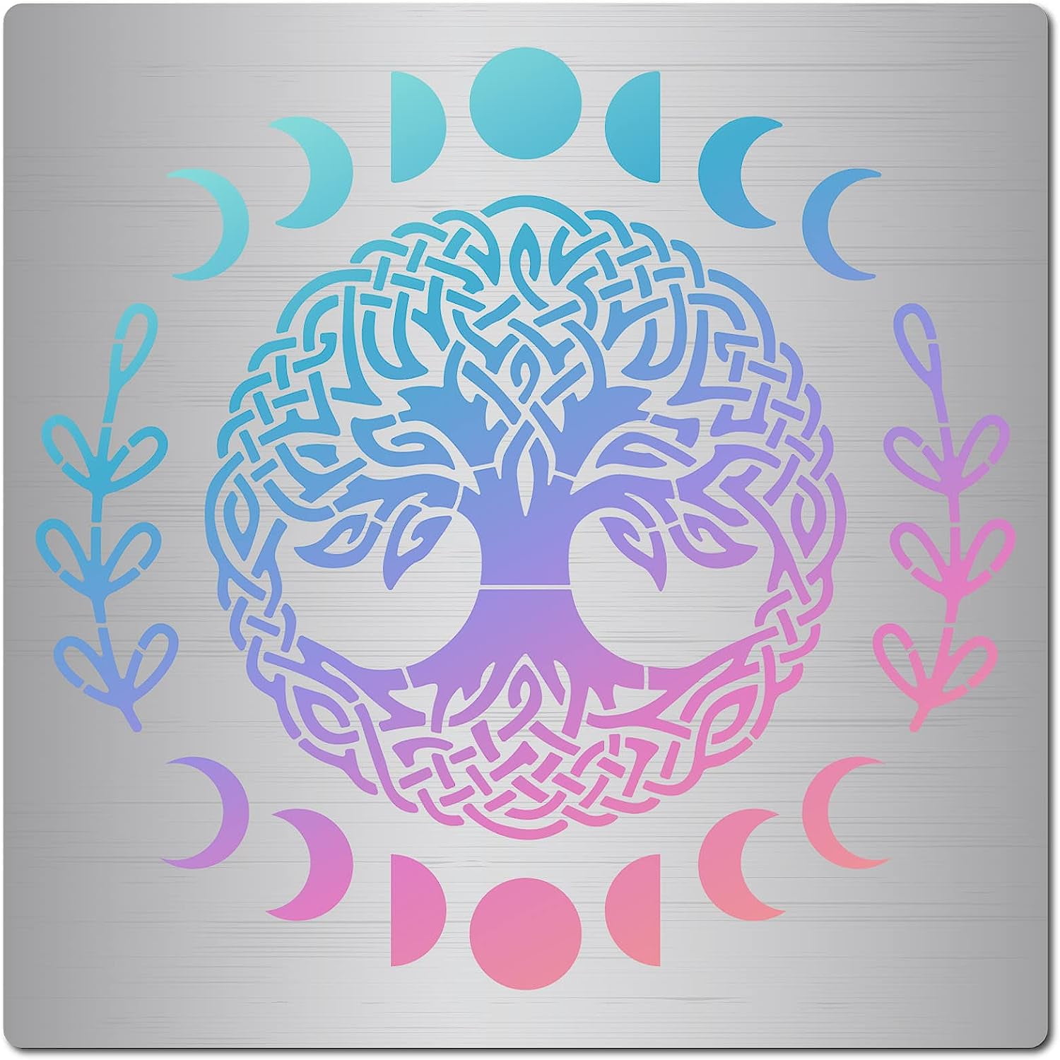Tree of Life Metal Stencil 16x16cm Moon Phase Pattern Stencils Template ...