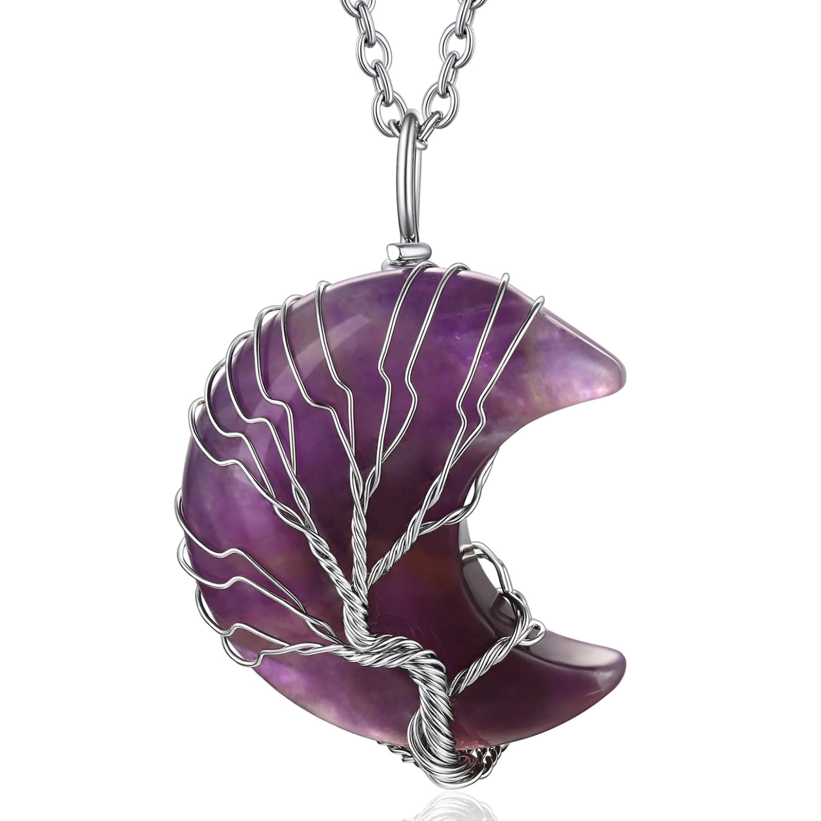 Walmart Tree of Life Necklace, Crescent Moon Pendant, 7 Chakra Crystal ...