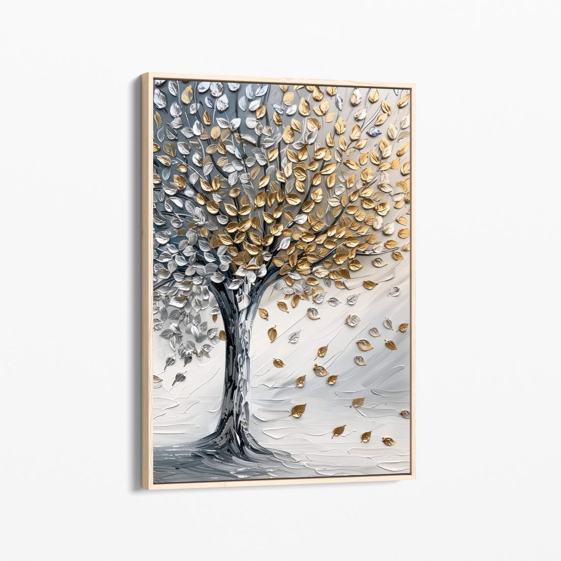 Tree Of Life Oil Painting, Stretched Print, Abstract Gold & Silver ...