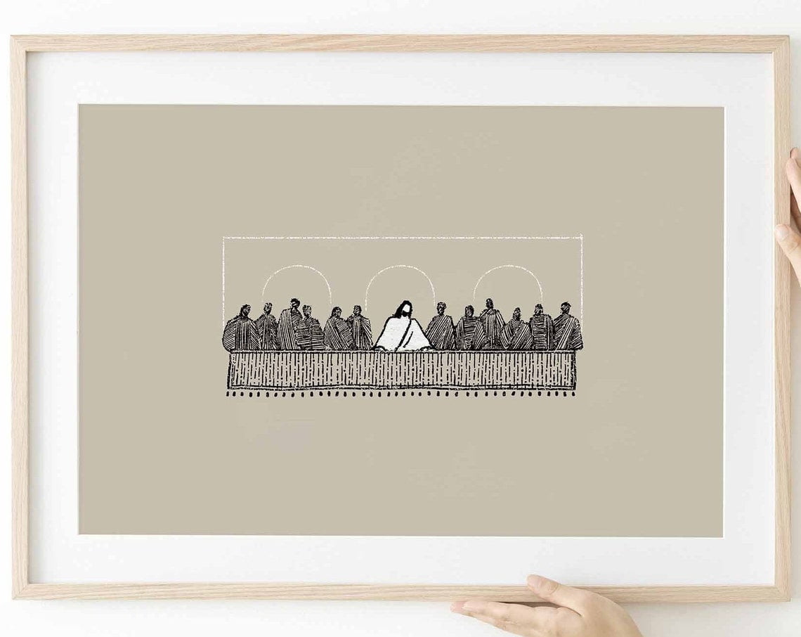 Christ Last Supper Bible Sketches Passover Meal Modern Bible Verse ...