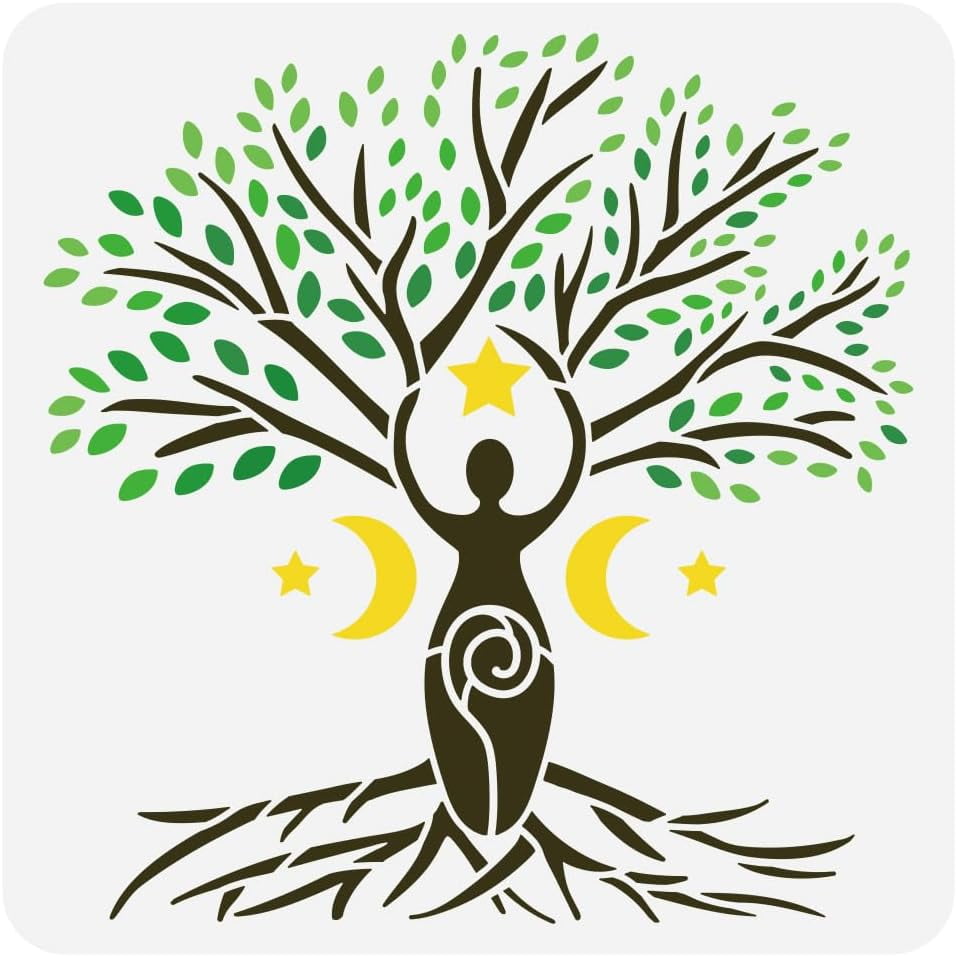 Tree of Life Painting Stencil 11.8x11.8 inch Large Spiral Goddess ...