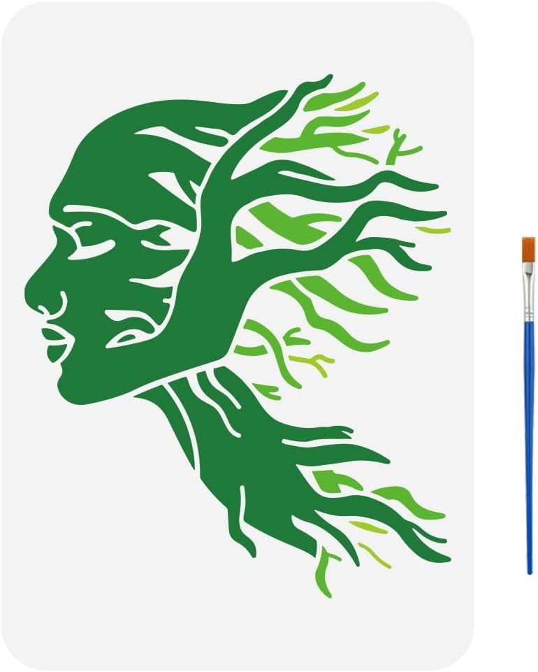 Tree of Life Painting Stencil 8.3x11.7inch Tree Branch Stencil with 1 Pc Plastic Paint Brush ...