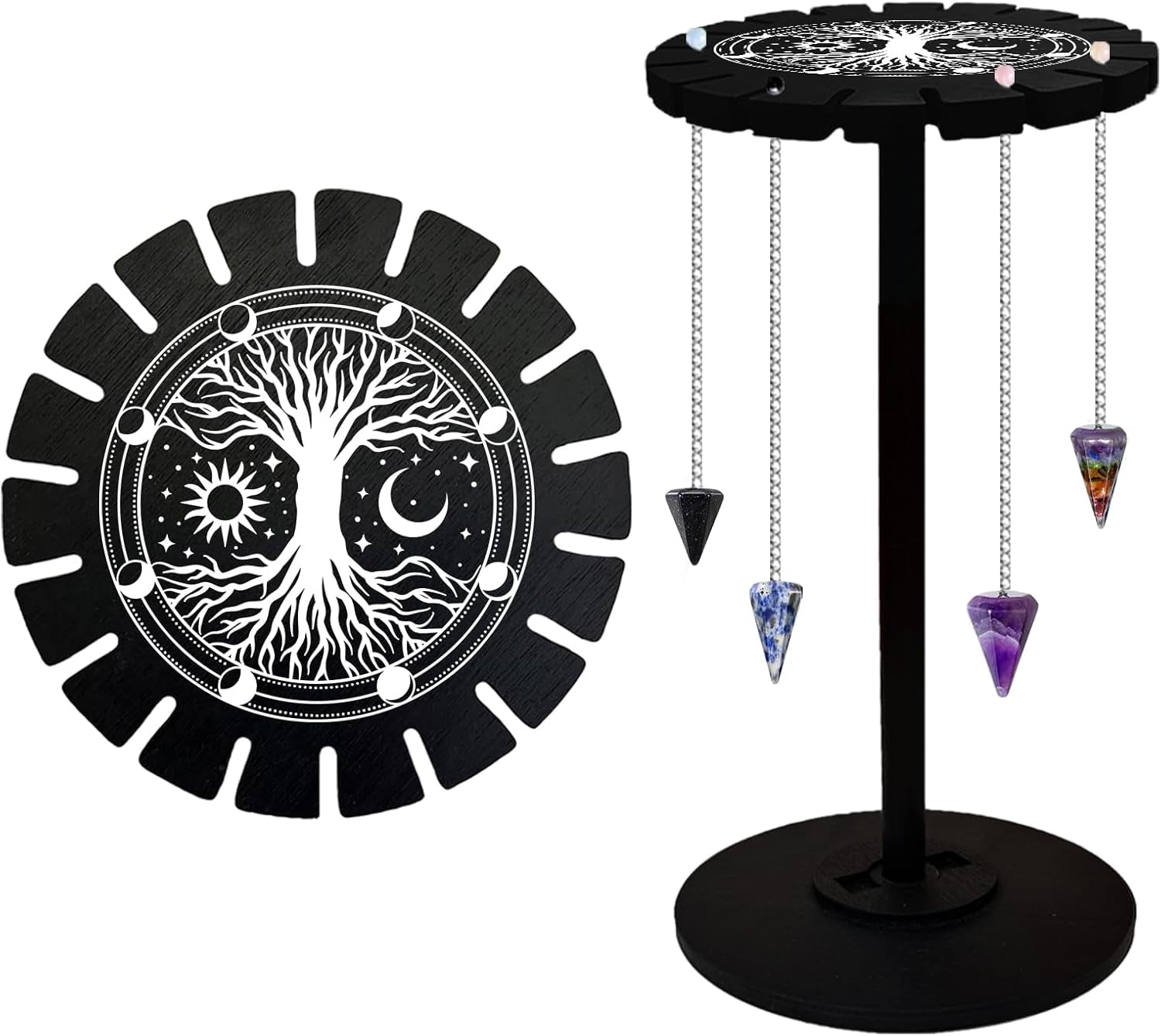 Tree of Life Pendulum Stand Wooden Crystal Display Shelf Pendulum ...