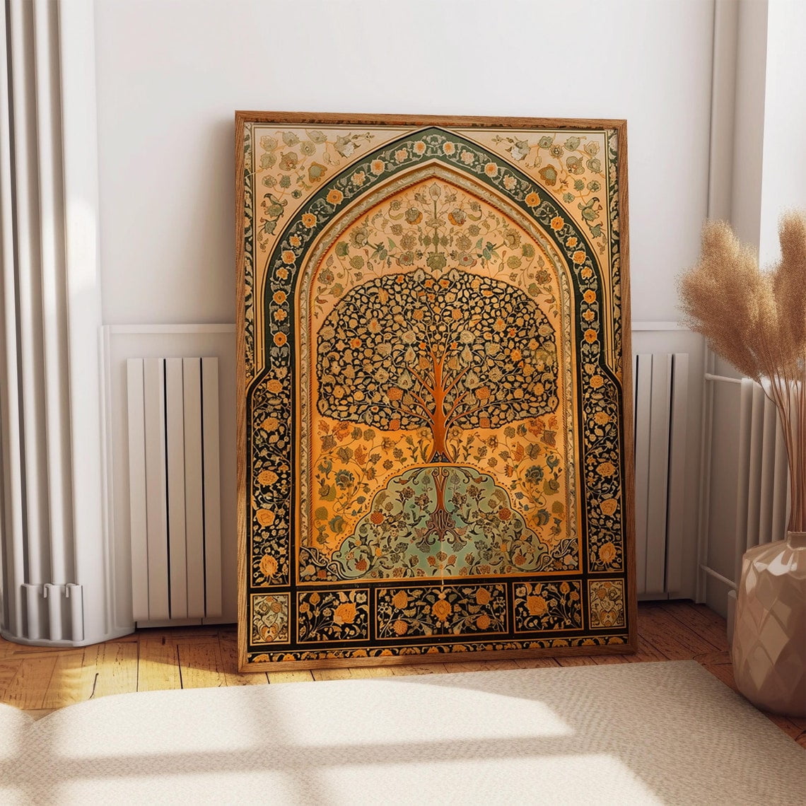 Tree Of Life Persian Wall Art - Ornate Middle Eastern Tapestry-Inspired ...