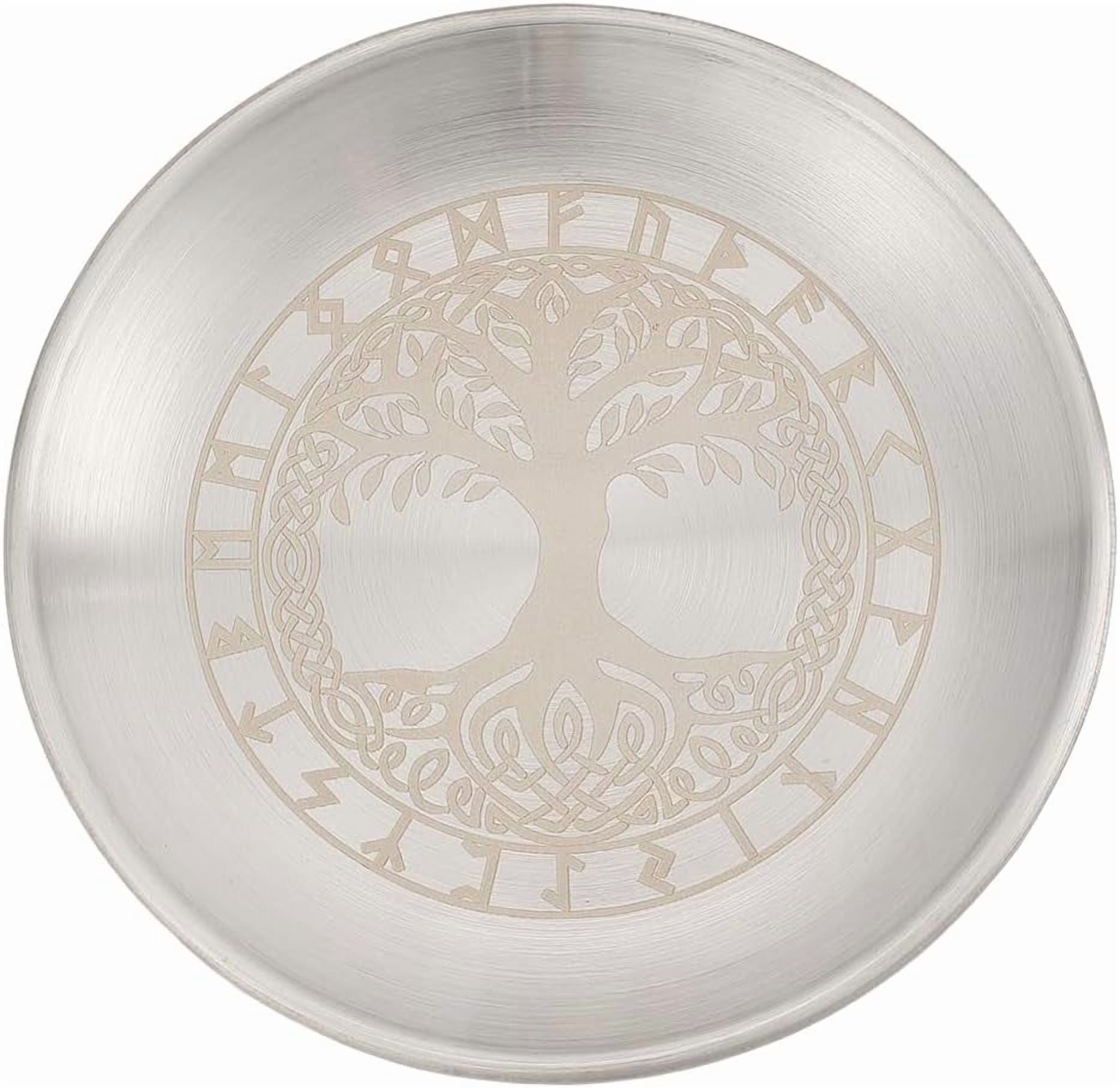 Tree of Life Plate Jewelry Dish Ritual Flat Bowl Round Silvery Prayer ...