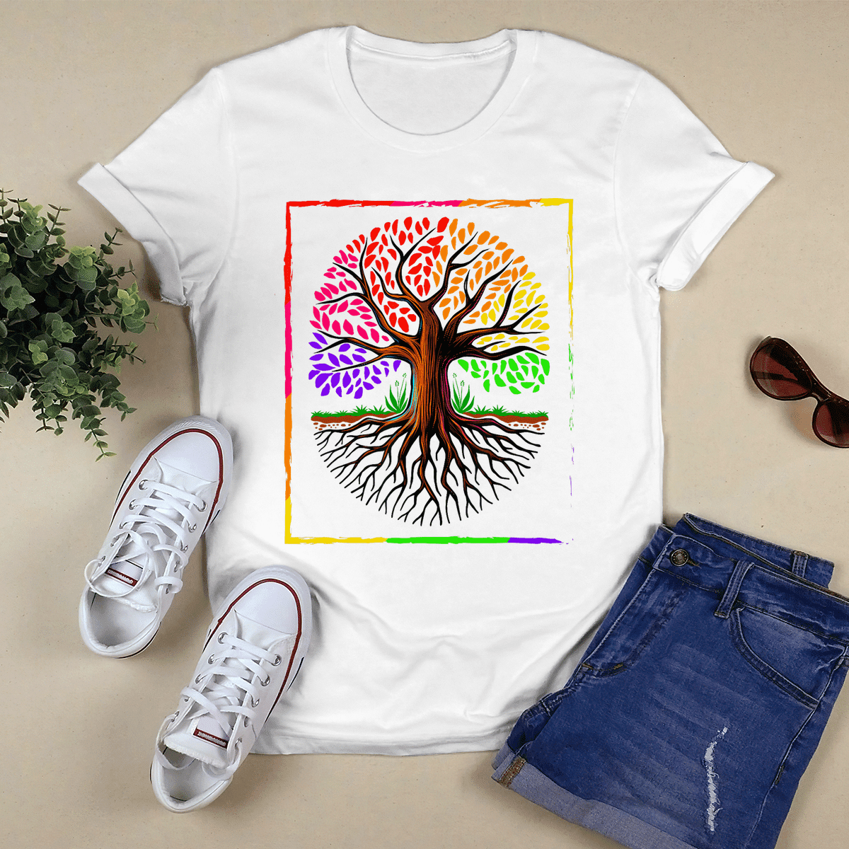Tree Life Rainbow Cool Gay Pride Flag lgbt Classic Tshirt Vintage Tee ...