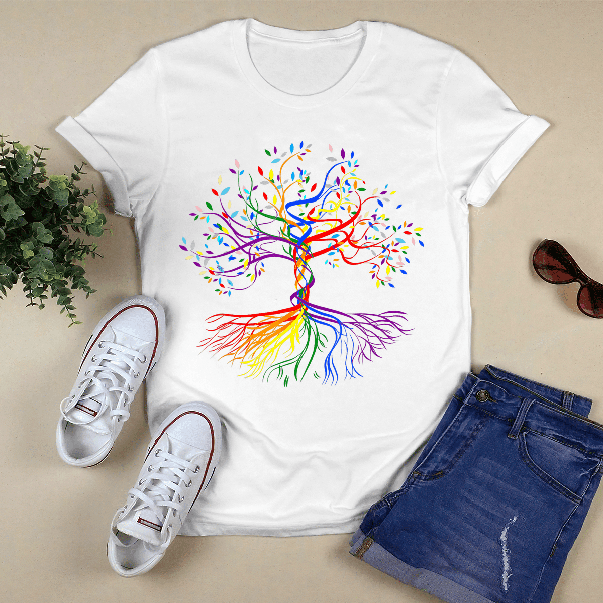 Tree Life Rainbow Cool Gay Pride lgbt Classic Tshirt Vintage Tee US ...