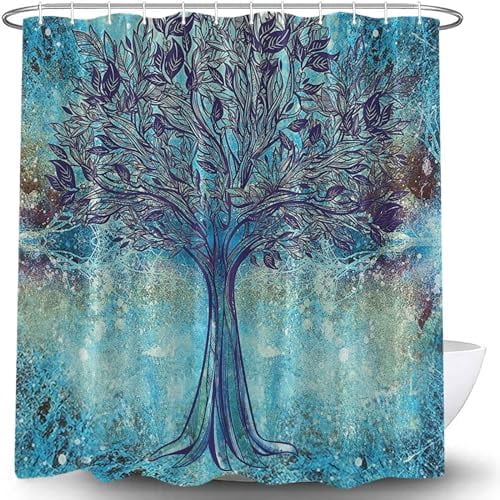 Tree of Life Shower Curtain Grunge Style Tree Pattern with Ethnic ...