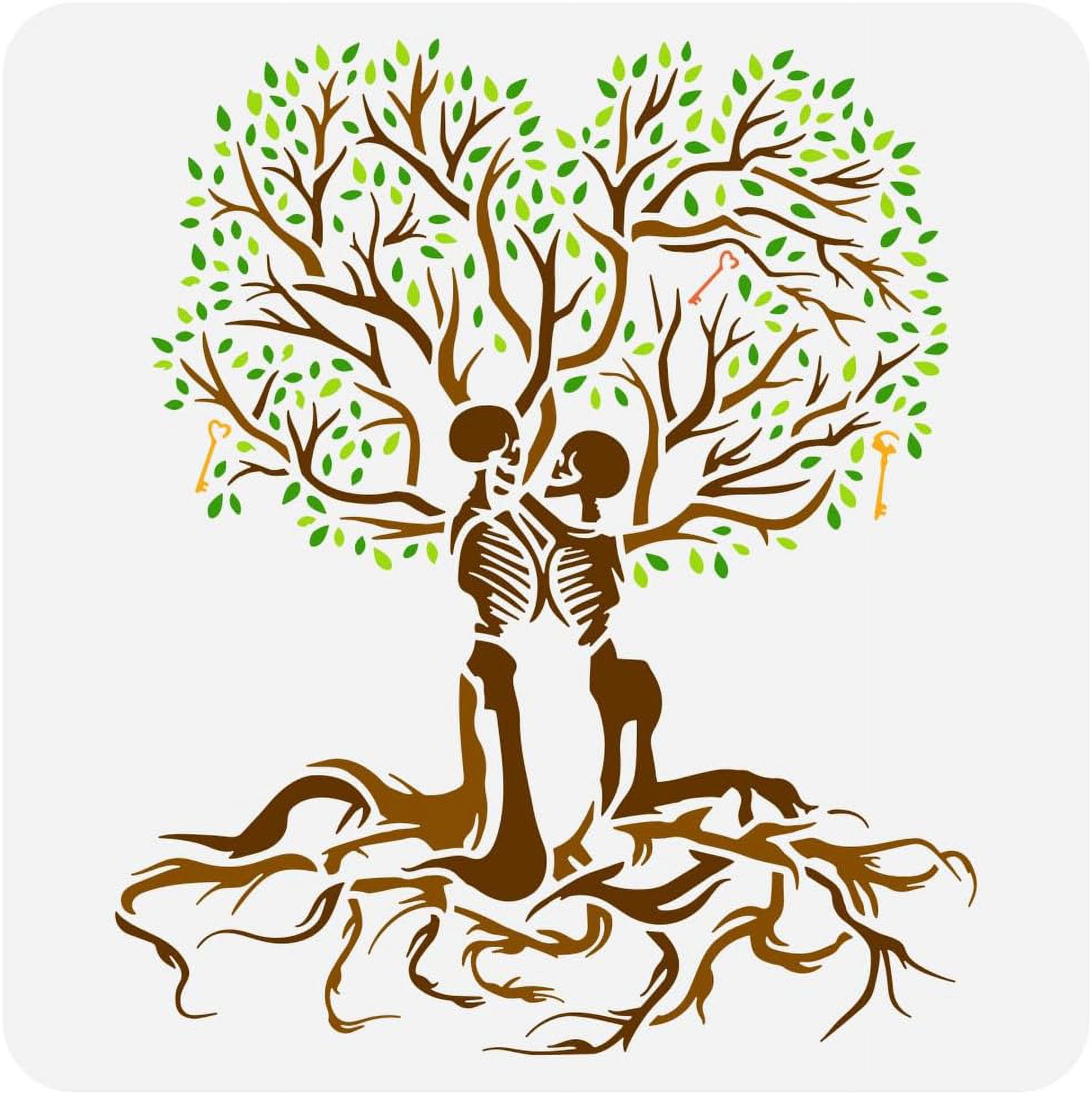Tree of Life Stencil 11.8x11.8 Inch - Love Till Death Painting Plastic ...