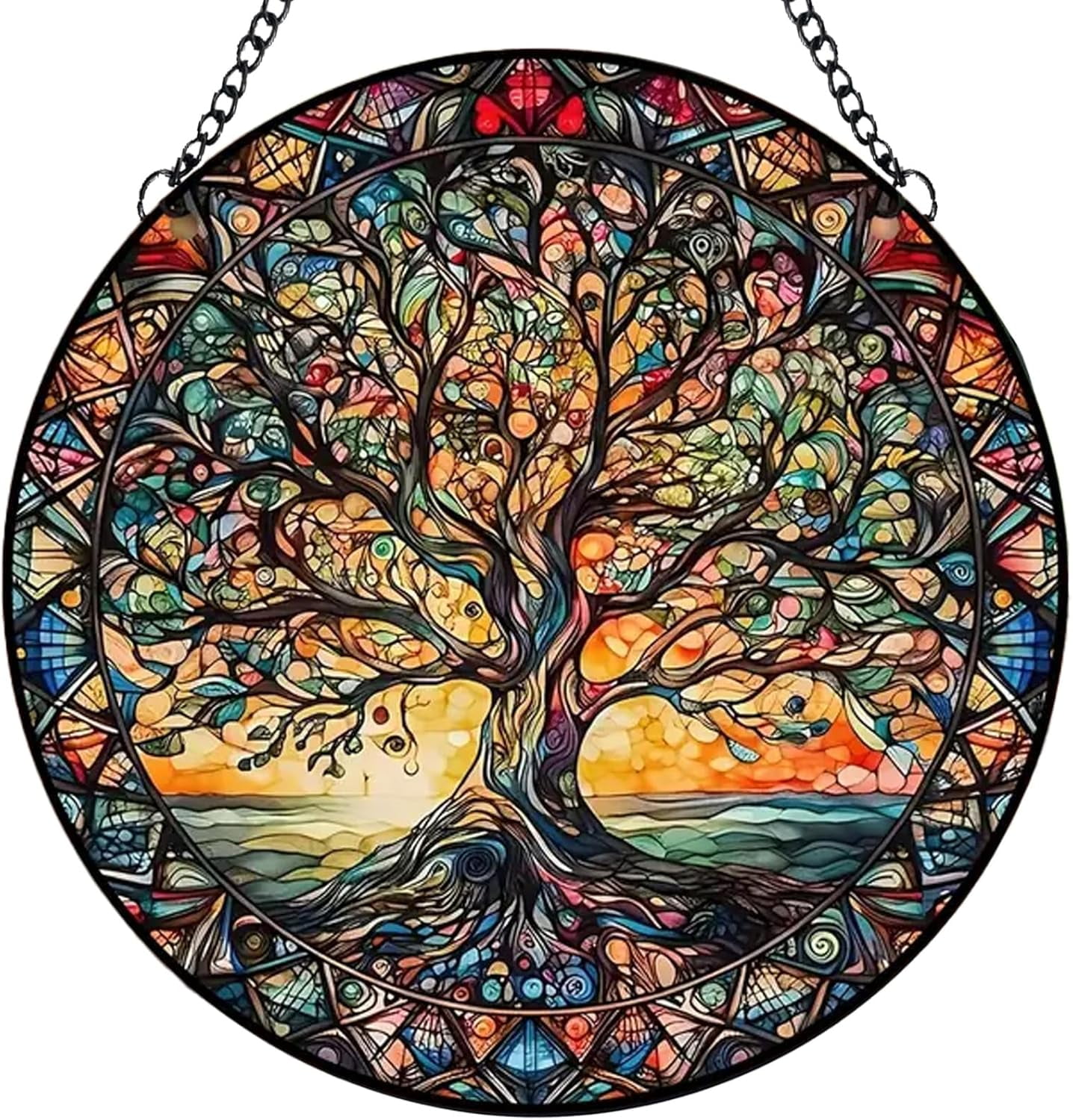 Tree of Life Suncatcher Indoor/Outdoor Stained Glass Window Hanging ...
