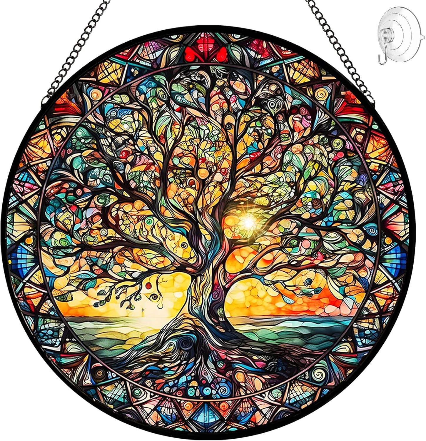 Tree of Life Suncatcher Stained Glass Window Hanging - Handmade Sun ...