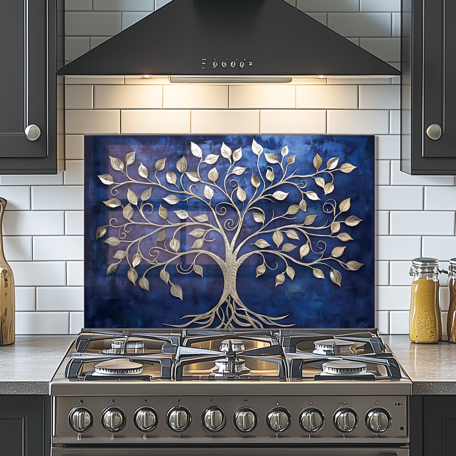Tree of Life Tempered Glass Backsplash For Kitchen Behind Stove,Stove ...