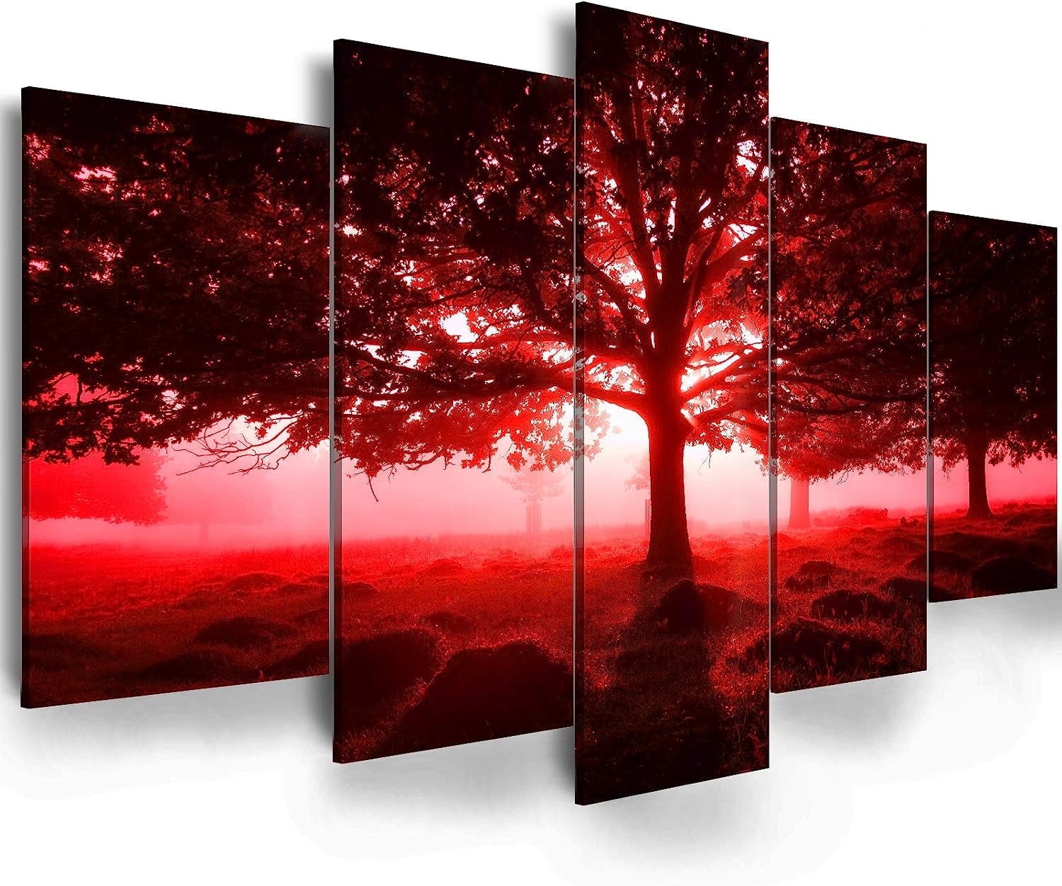 Tree of Life Wall Art Abstract Tree Printed Abstract Landscape Red Tree ...