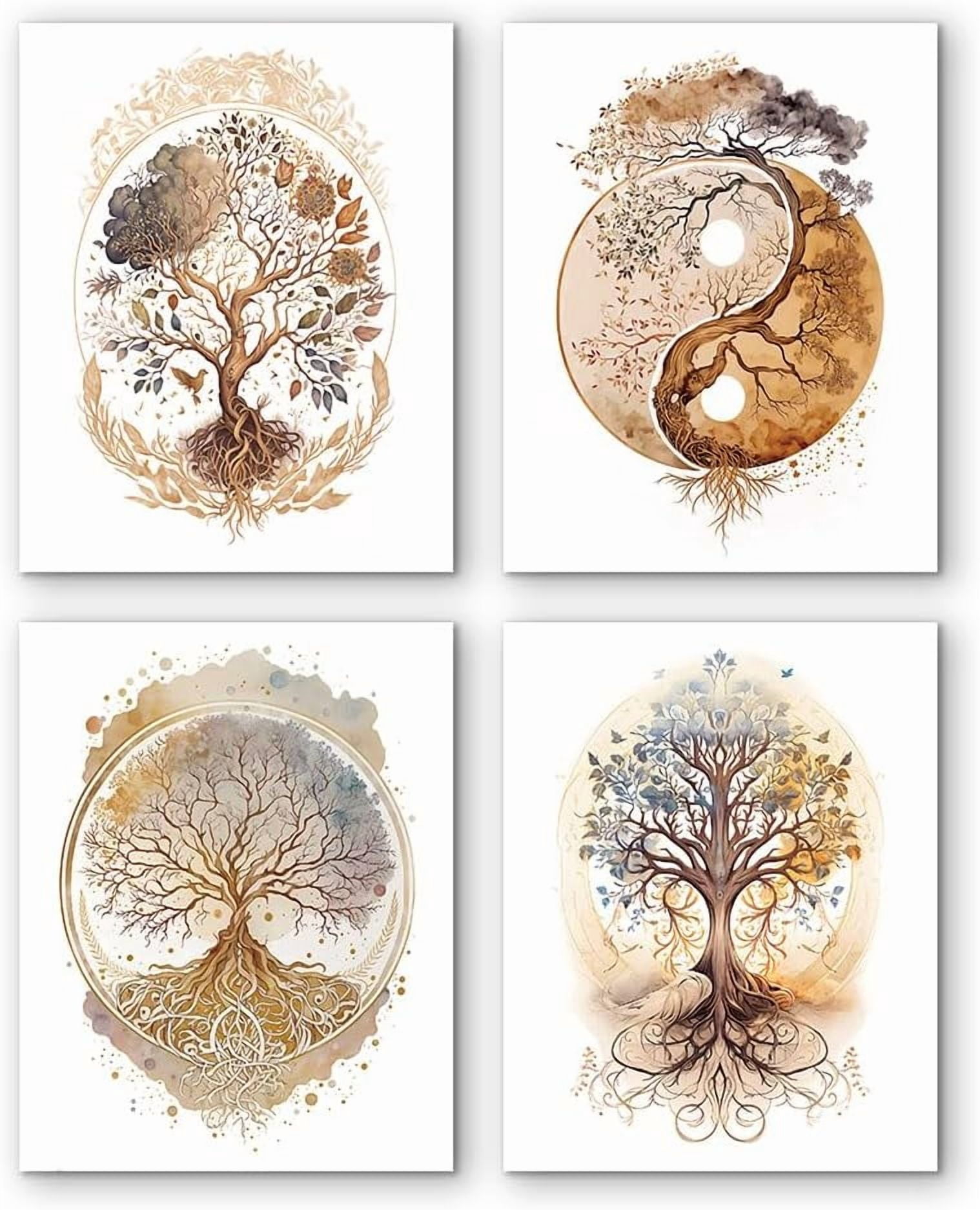 Tree of Life Wall Art Canvas Prints Bathroom Wall Decor,Sage Green ...