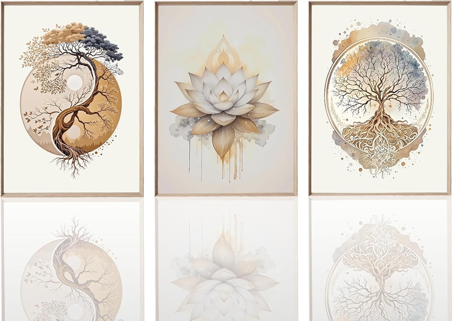 Tree of Life Wall Art Decor, Lotus Zen Canvas Painting Posters,Abstract ...