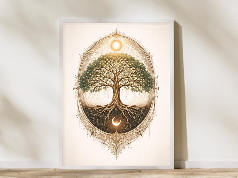 Tree of Life Wall Art, Sacred Tree Decor, Spiritual Wall Art, Canvas ...