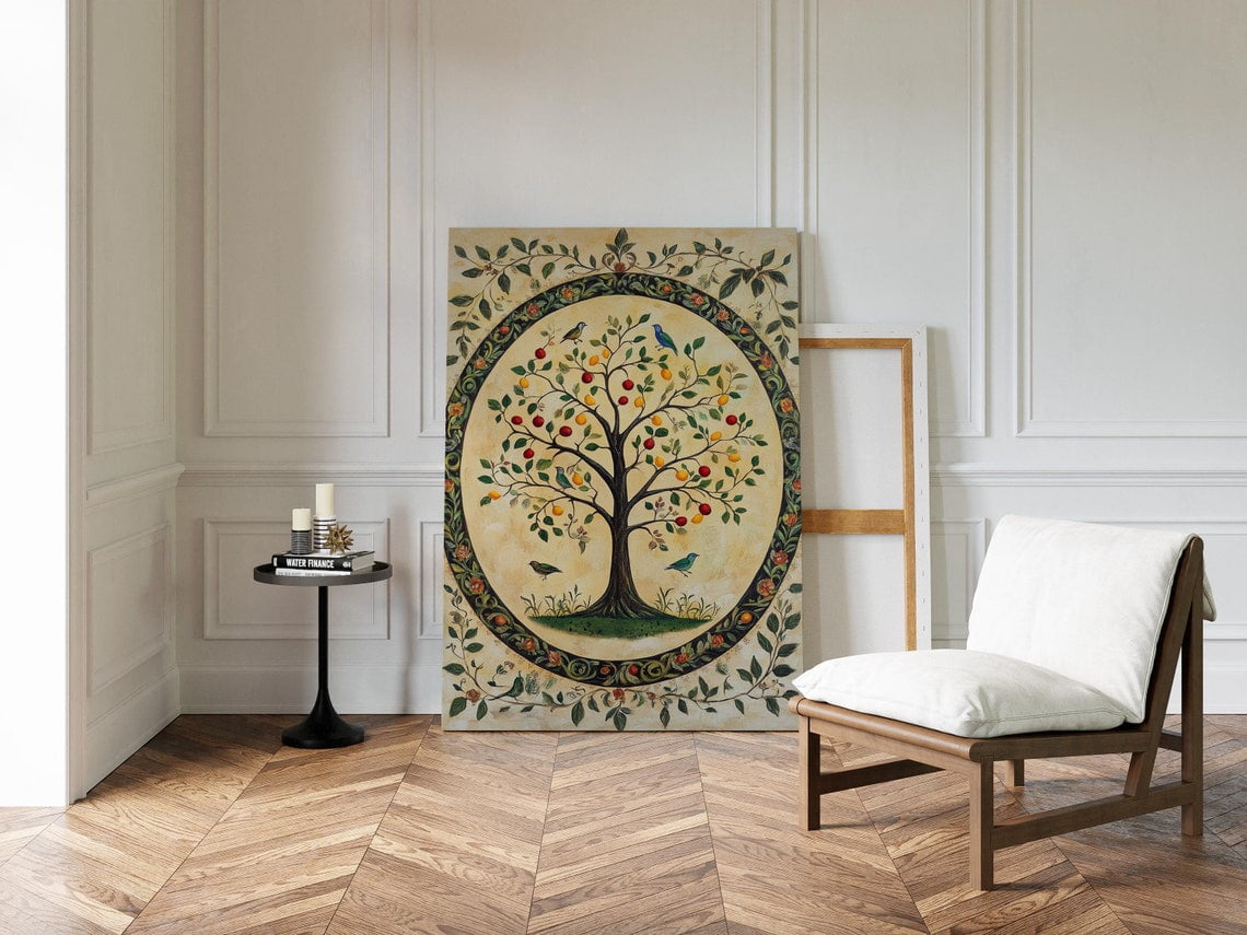 Tree Of Life Wall Art With Vibrant Birds And Fruits, Stunning Nature ...