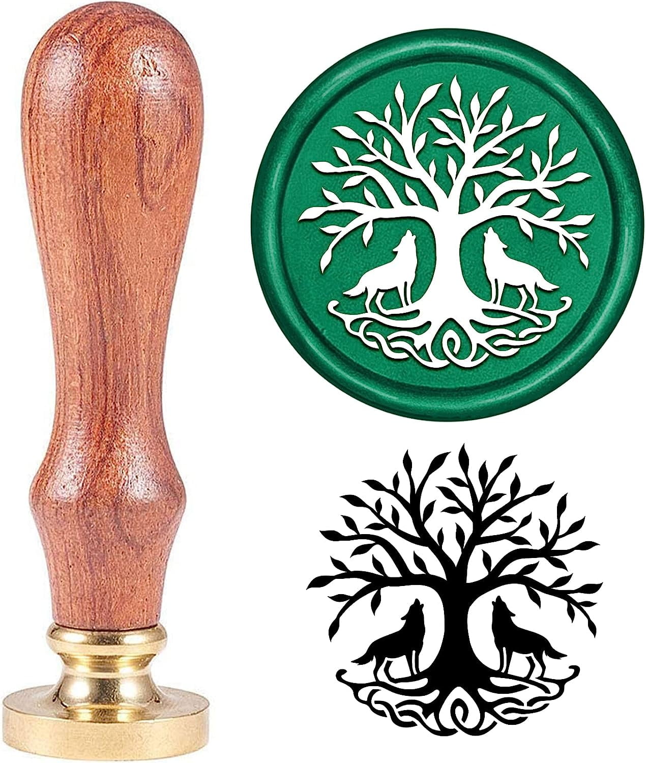 Tree of Life Wax Seal Stamp 2 Howling Wolf Under Tree Vintage Wax Stamp ...