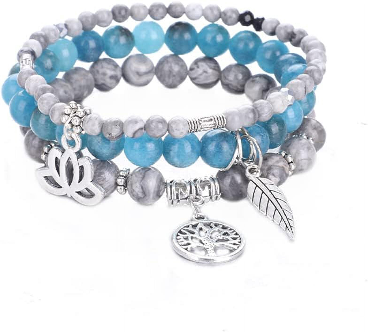 Tree Of Life Yoga Healing Stone Bracelets,Multilayer Lotus Chakra Stone ...