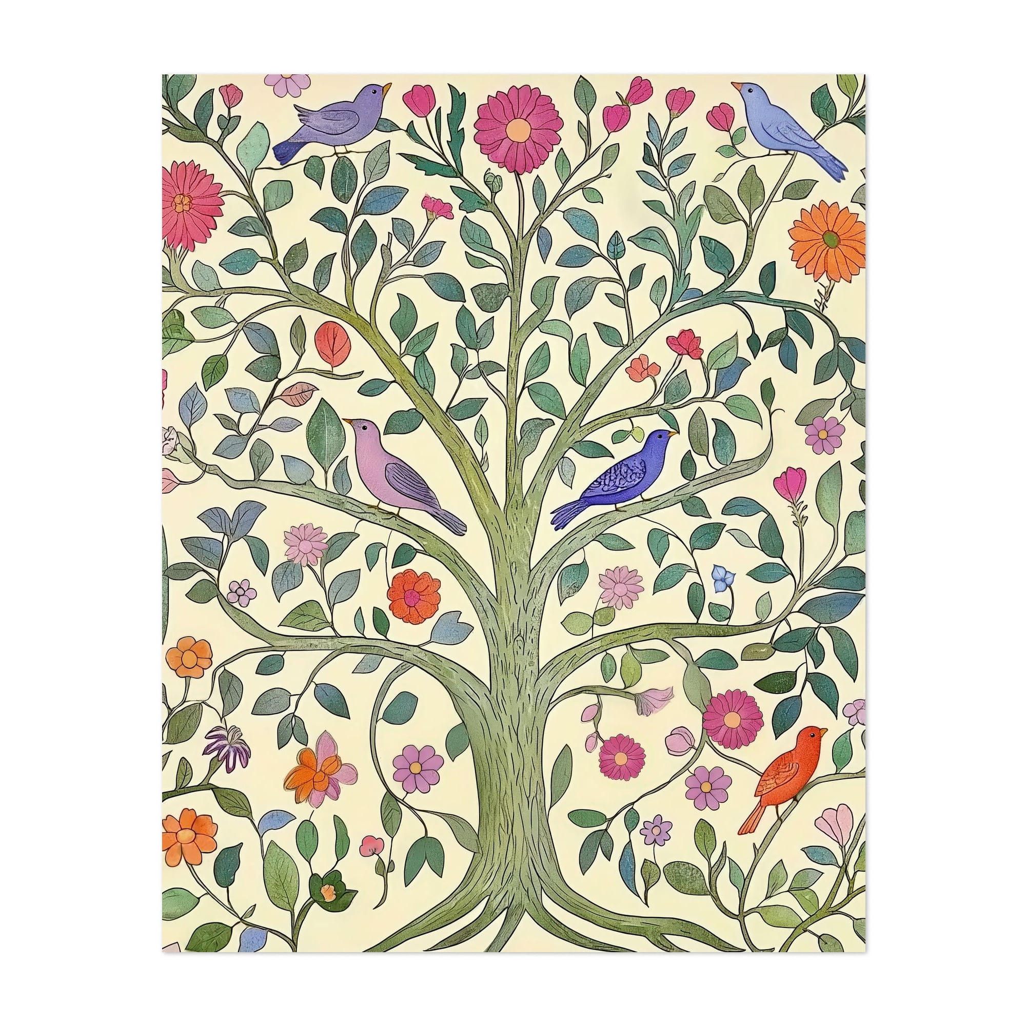 Tree of Life – vintage botanical Enchanted Garden with Birds and ...