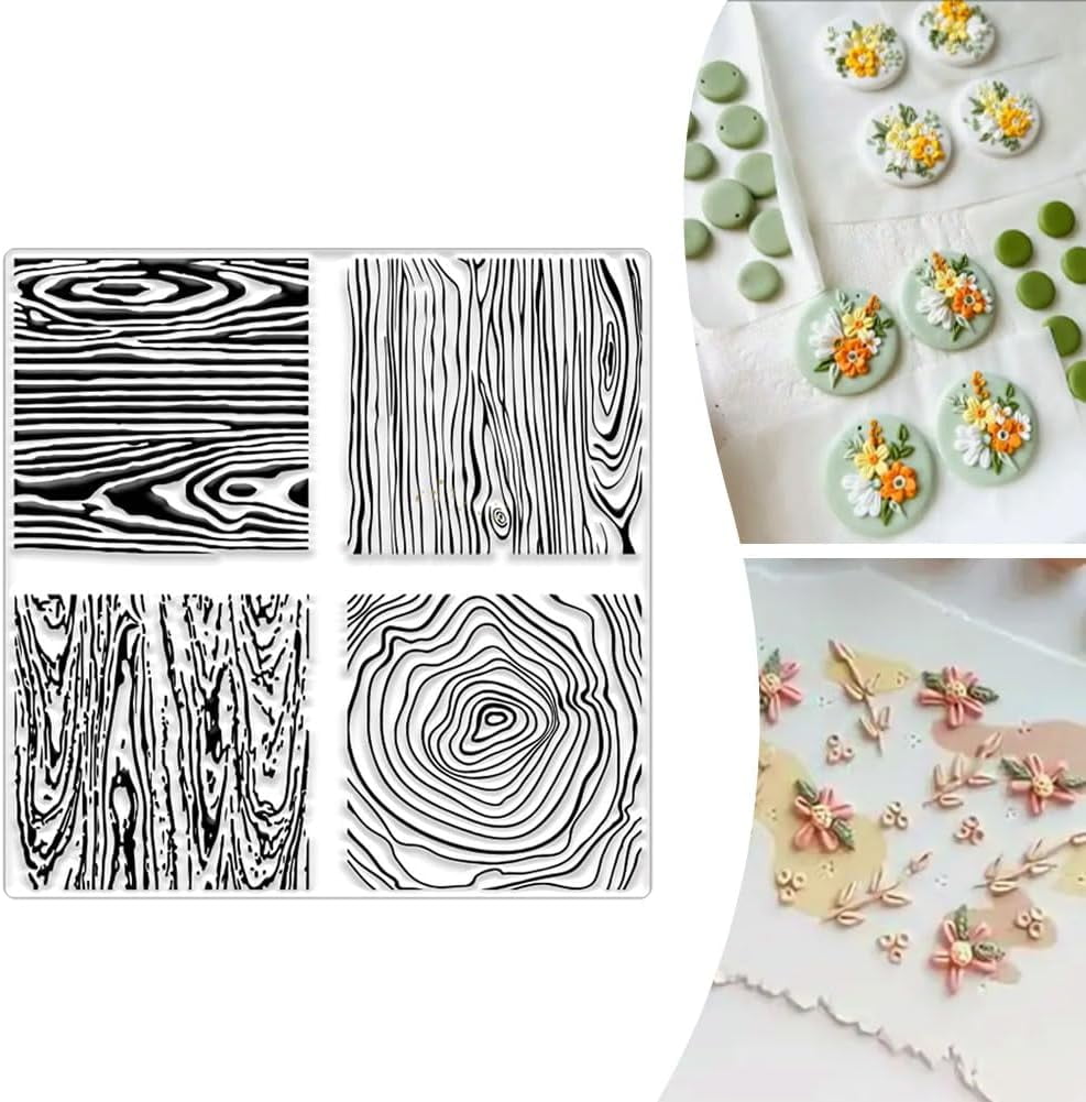 Tree Line Polymer Clay Texture Sheet Silicone Texture Stamp Sheets Wood ...