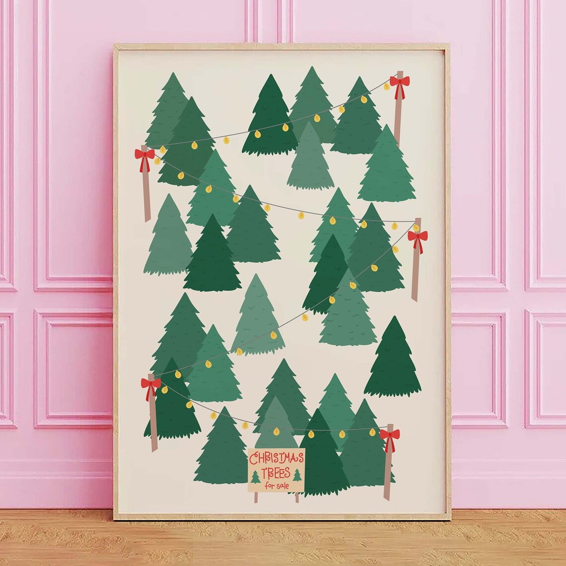 Tree Lot Print, Art, Trees Farm Decor, Cute Holiday Wall Art, Trendy ...