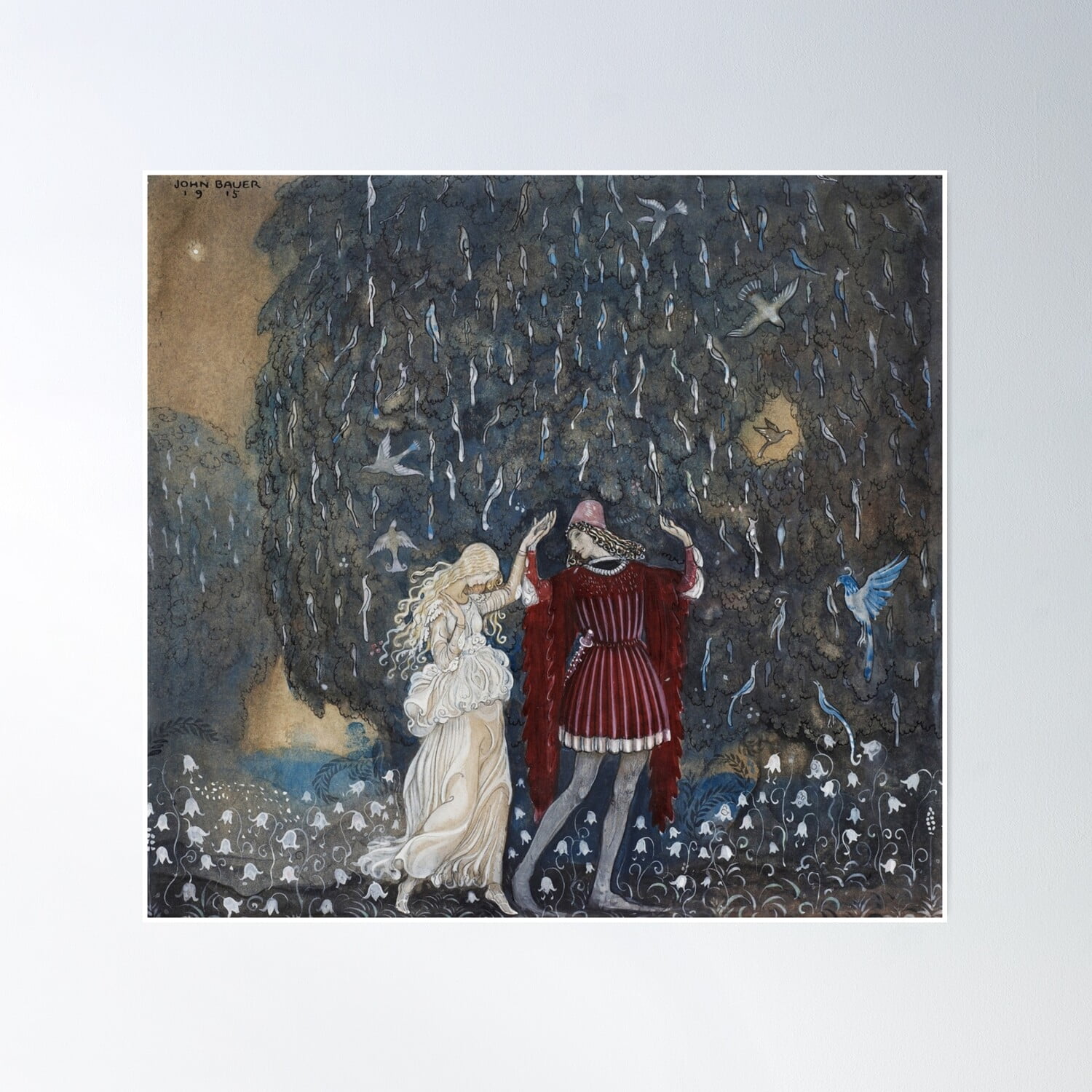 Tree Of Birds Vintage John Bauer Fantasy Artwork Poster Wall Art ...