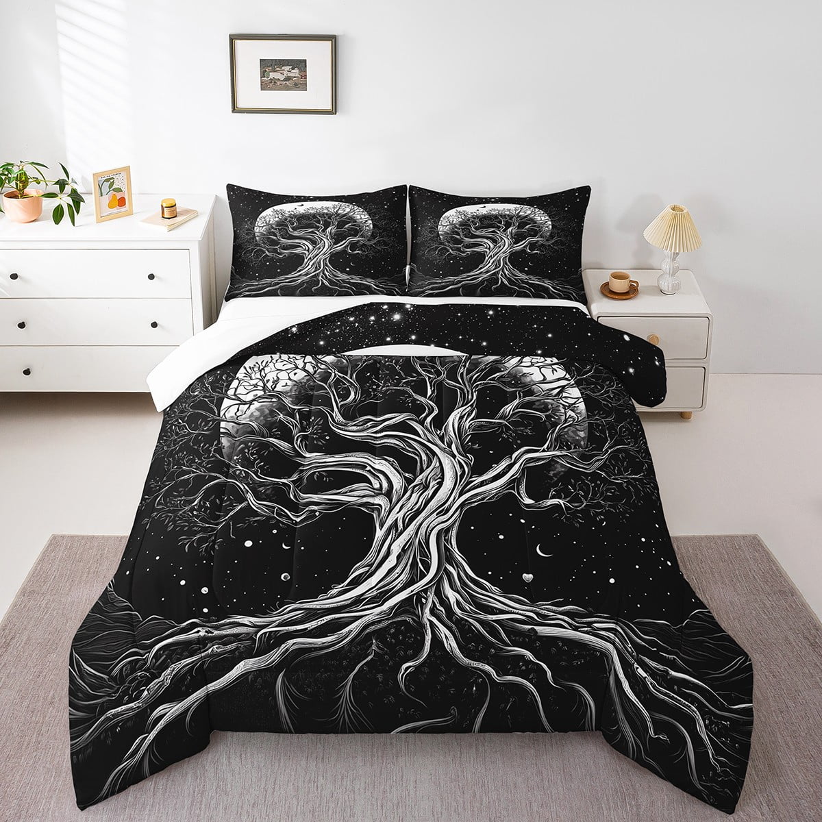 Tree Of Life Bedding Set Boho Galaxy Trippy Stars Moon Down Comforter ...