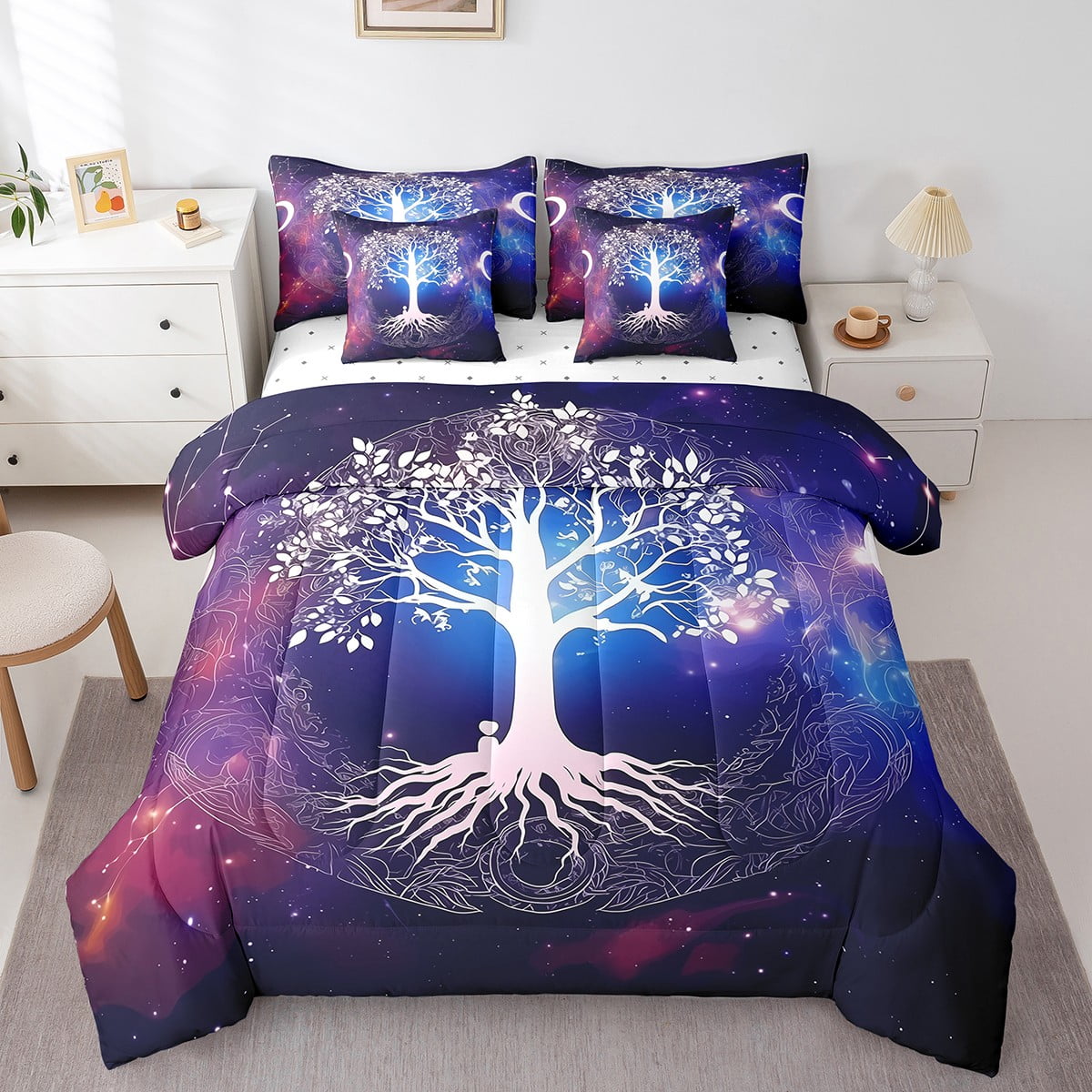 Tree Of Life Comforter 7 Pieces Stars Galaxy Twin Bedding Set Starry ...