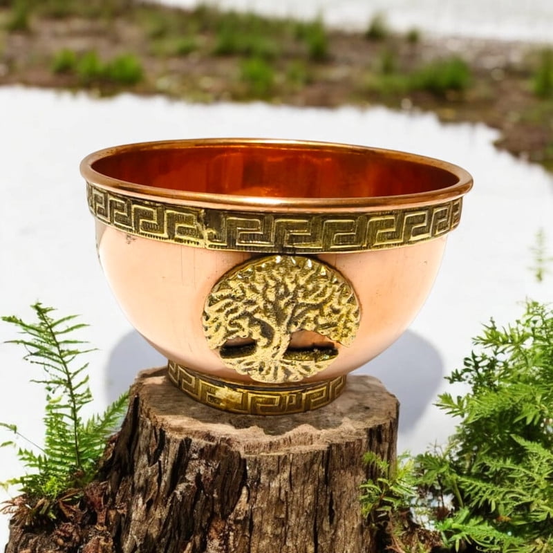 Tree Of Life Copper Offering Bowl for Altar Use, Rituals, Incense ...