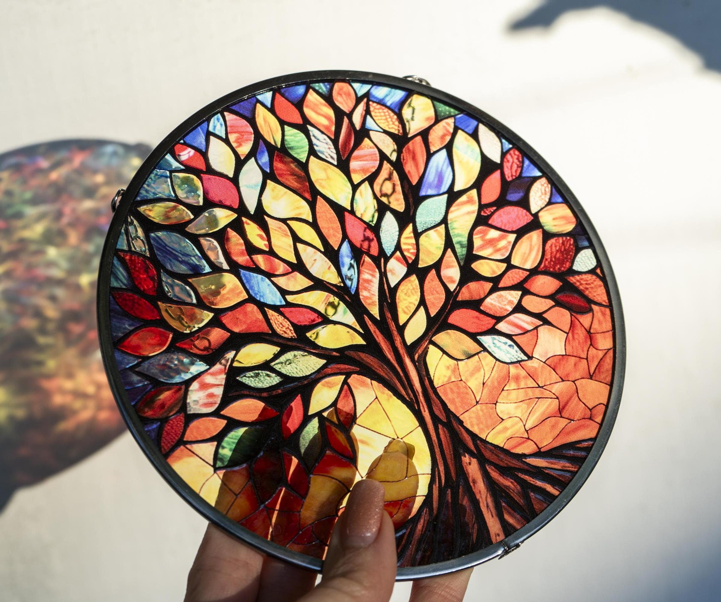Tree Of Life Four Seasons Stained Glass Suncatcher Wall Window Hanging ...