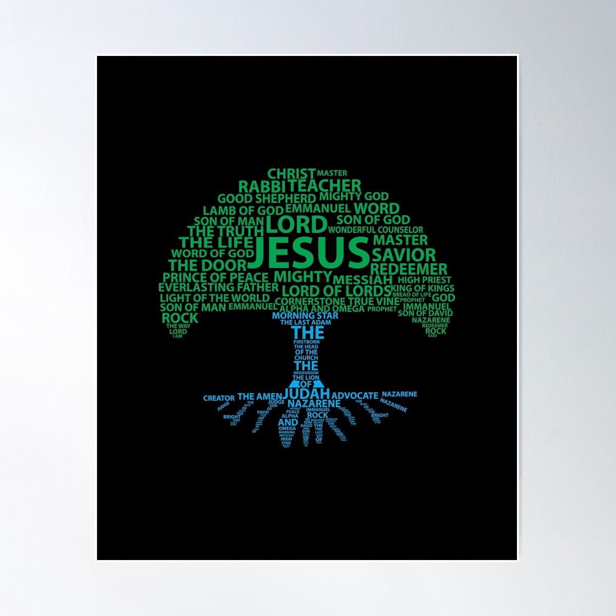 Tree Of Life Jesus Names - Sacred Roots Poster Wall Art, Modern Wall ...