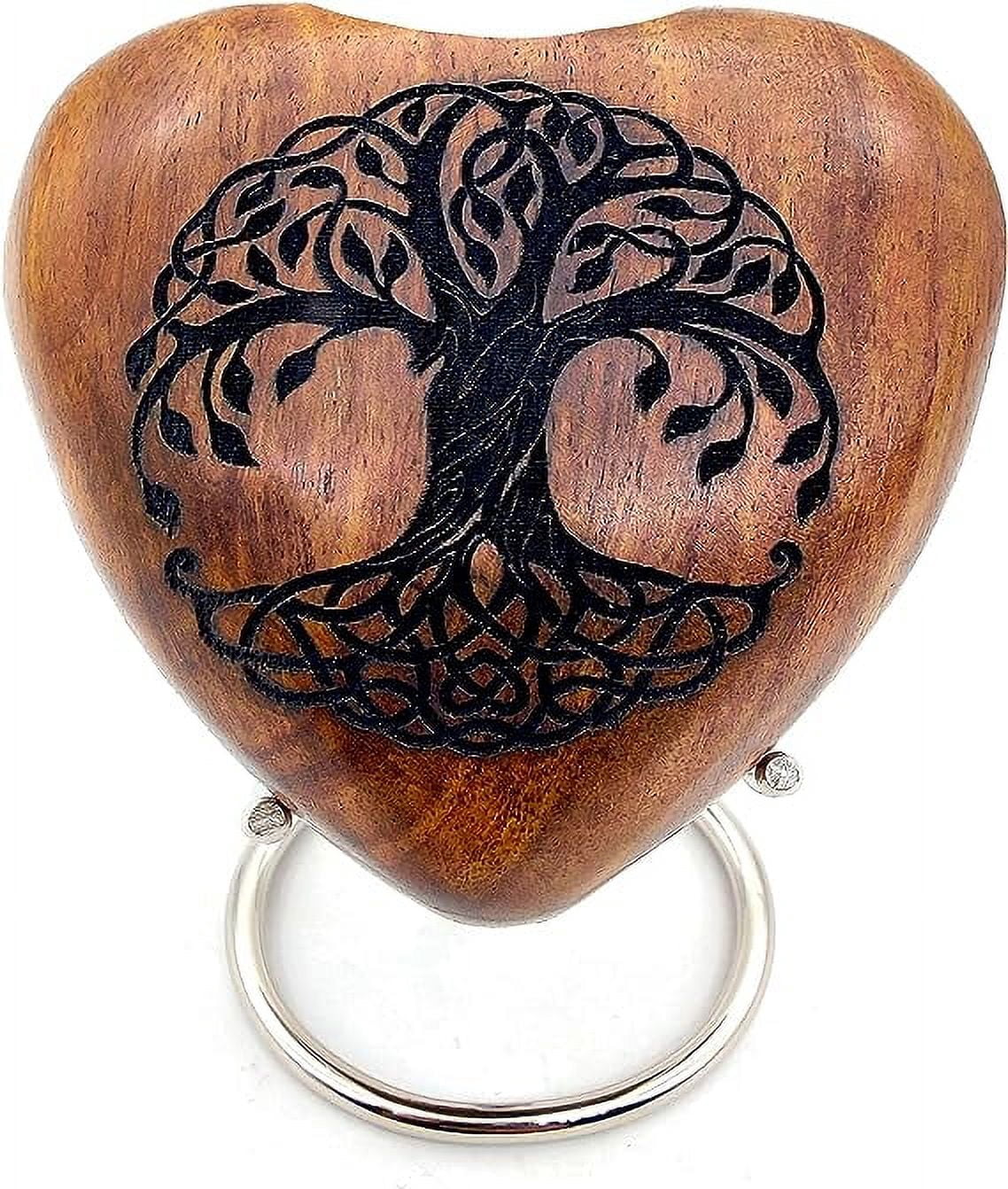 Tree Of Life Wooden Heart Urn Keepsake Cremation Urn for Human pet ...