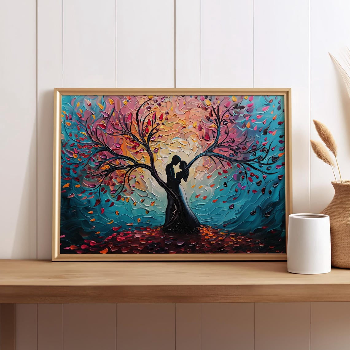 Tree Of Love Colorful Silhouette Vibrant Colors Abstract Romantic ...