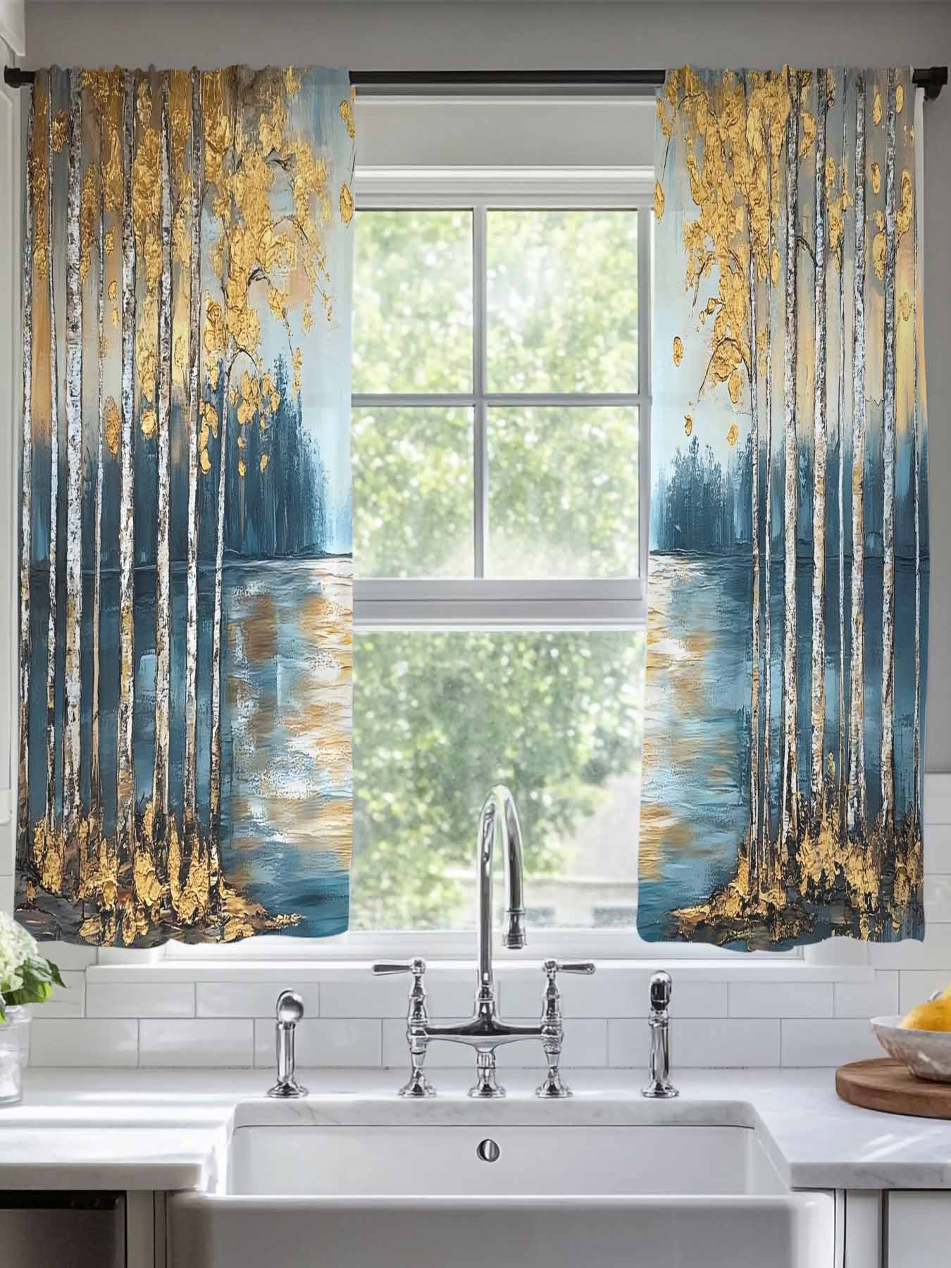Tree Oil Painting Sheer Curtains for Living Room Bedroom Impressionist ...