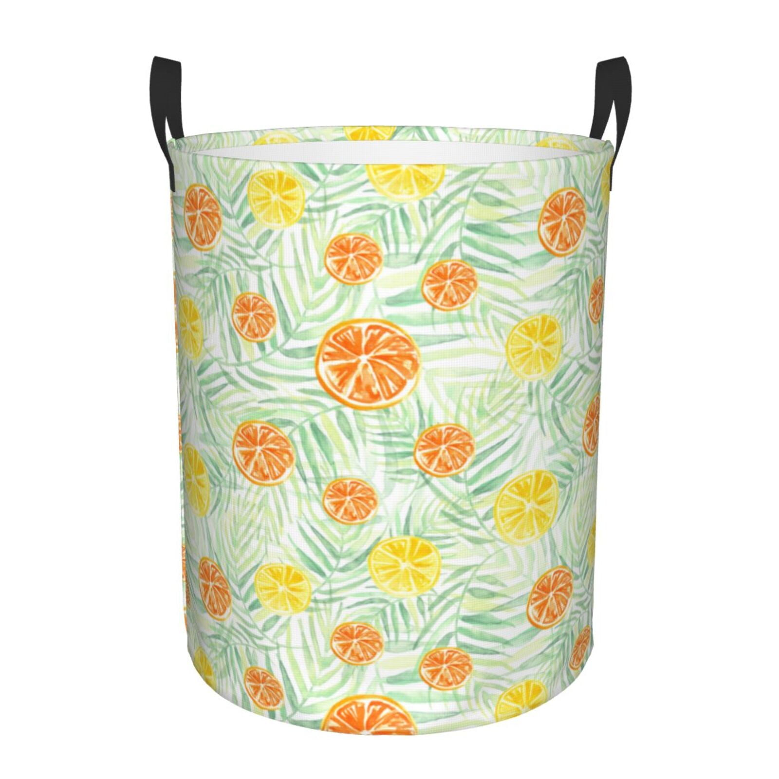 Tree Palms Lemon Laundry Basket with Handles - Freestanding Laundry ...