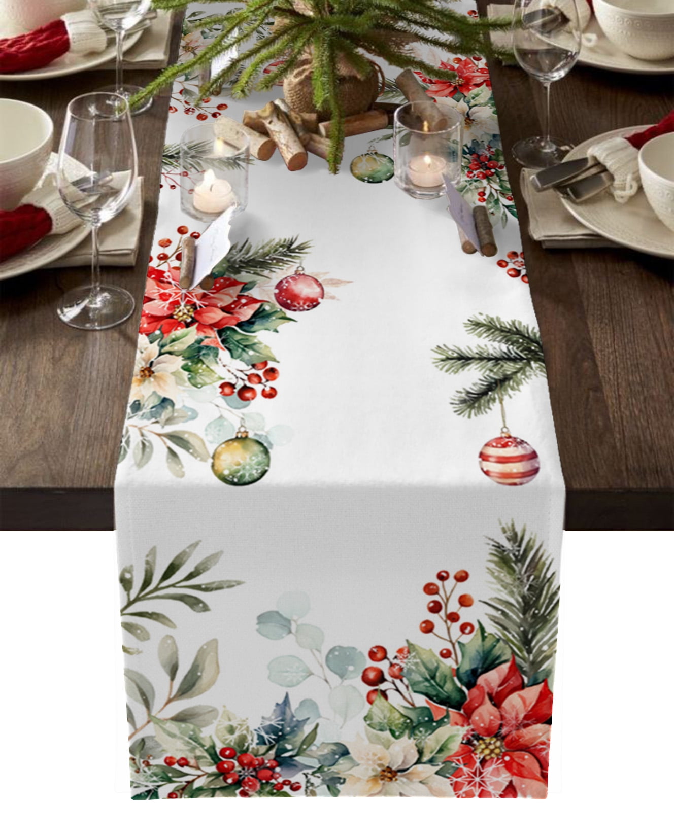 Tree Pine Needles Candy Bow Table Runner Wedding r Table Cover ration ...