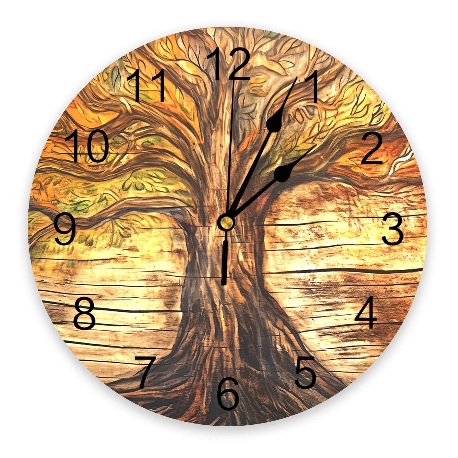 Tree Plank Wall Clock Large Modern Kitchen Dinning Round Wall Clocks ...