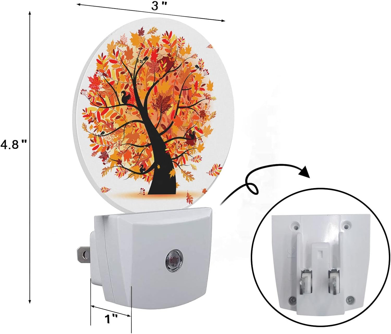 Tree Plug In Night Light Autumn Orange Maple Leaf With Squirrels Branch ...