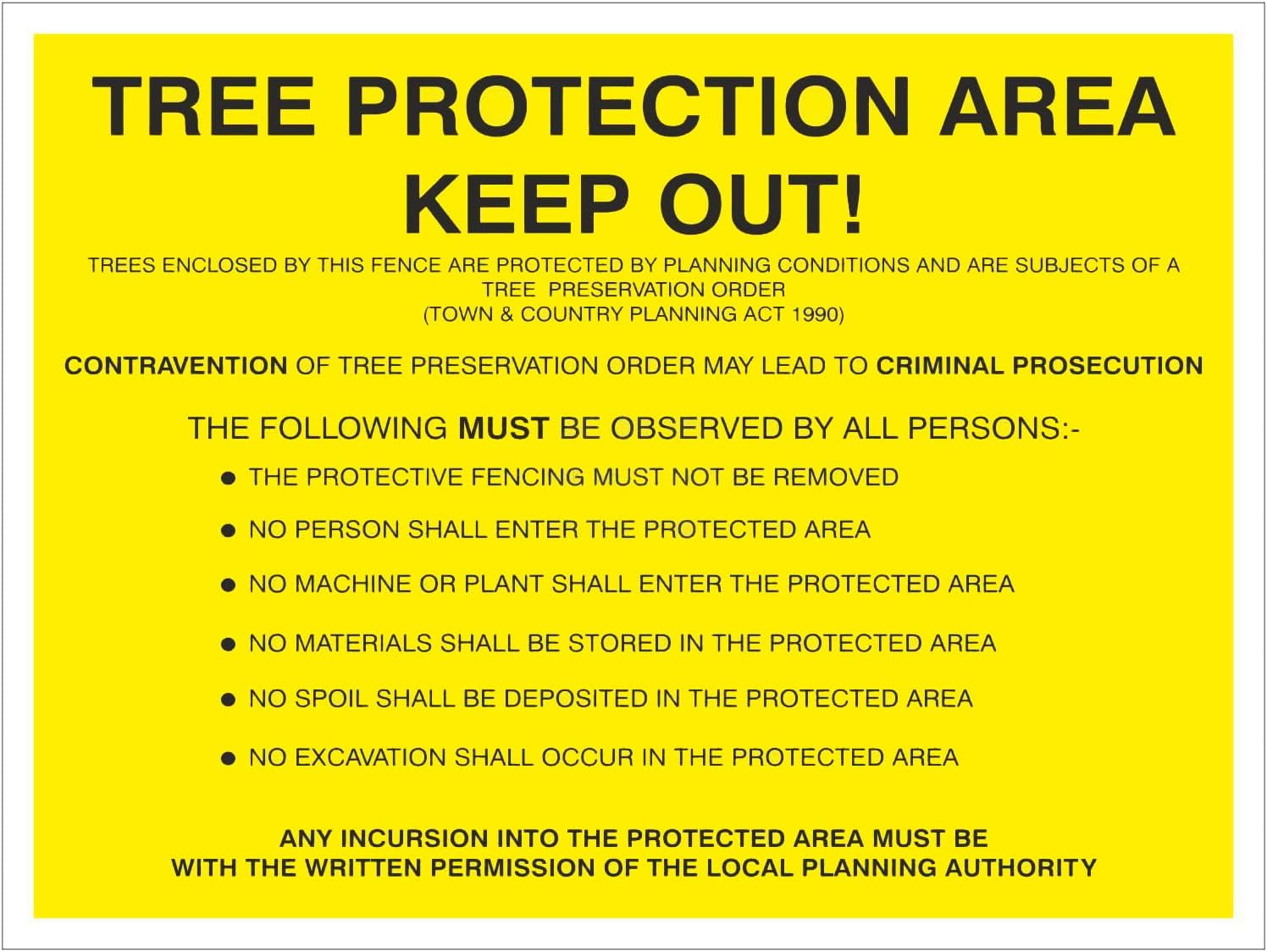 Tree Protection Area Keep Out Sign Construction Warning Signs, Keep Out ...